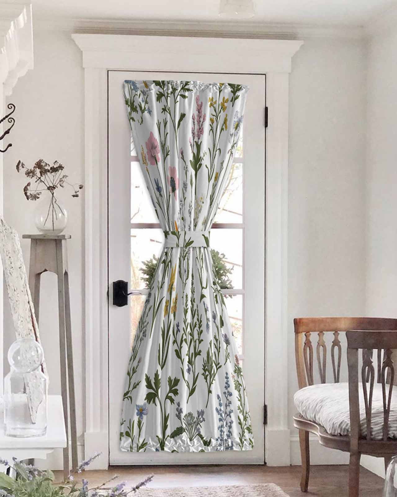 Spring Summer Floral Blackout Door Curtains for French, Glass,Front ...