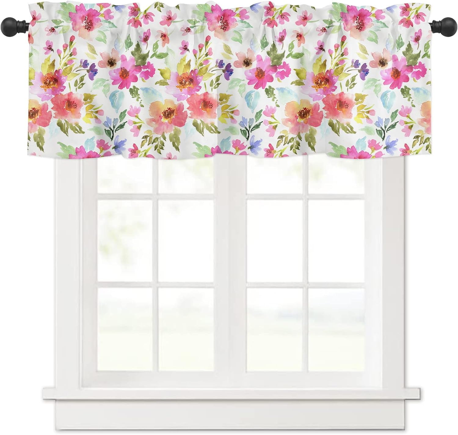 Spring Summer Floral Curtain Valances for Kitchen Window Multicolor ...