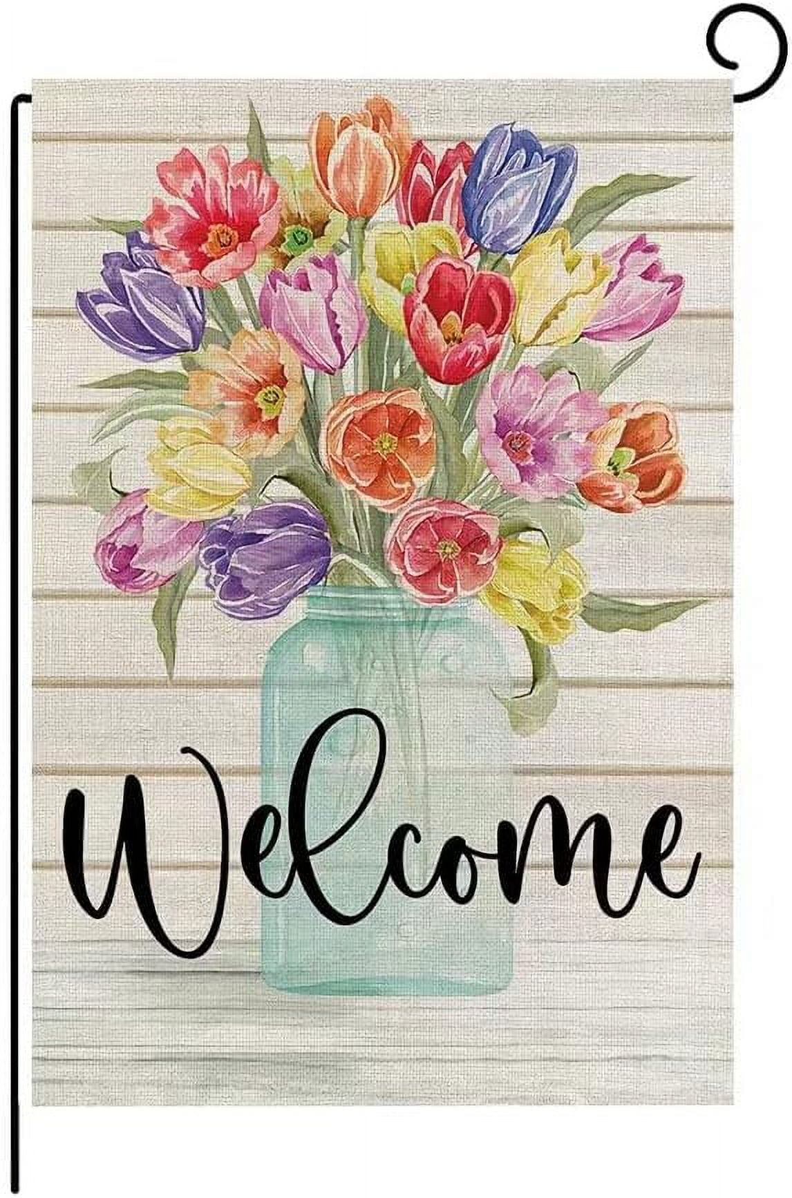 Spring Summer Floral Garden Flag 12x18 Inch Double Sided Welcome Garden ...