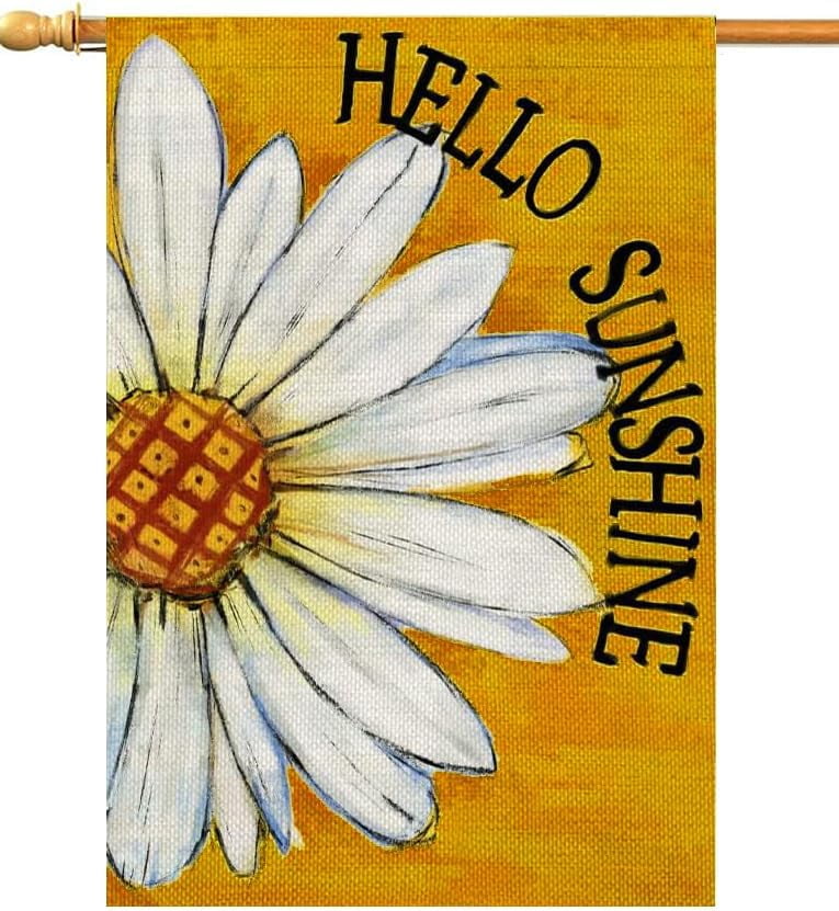 Spring Summer Floral House Flag for Outside 28x40 Inch Hello Sunshine ...