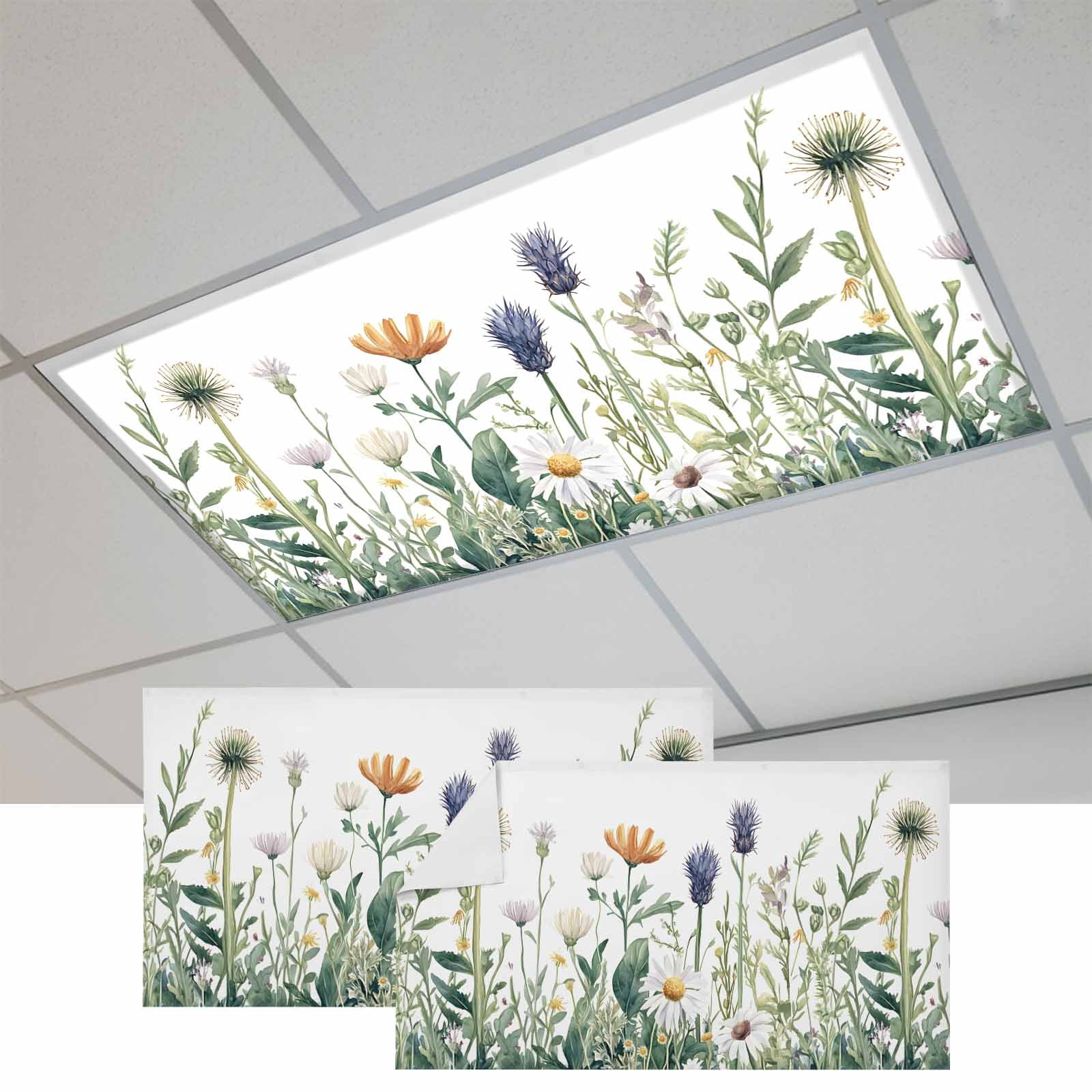 Spring Summer Floral Magnetic Fluorescent Light Covers for Ceiling ...