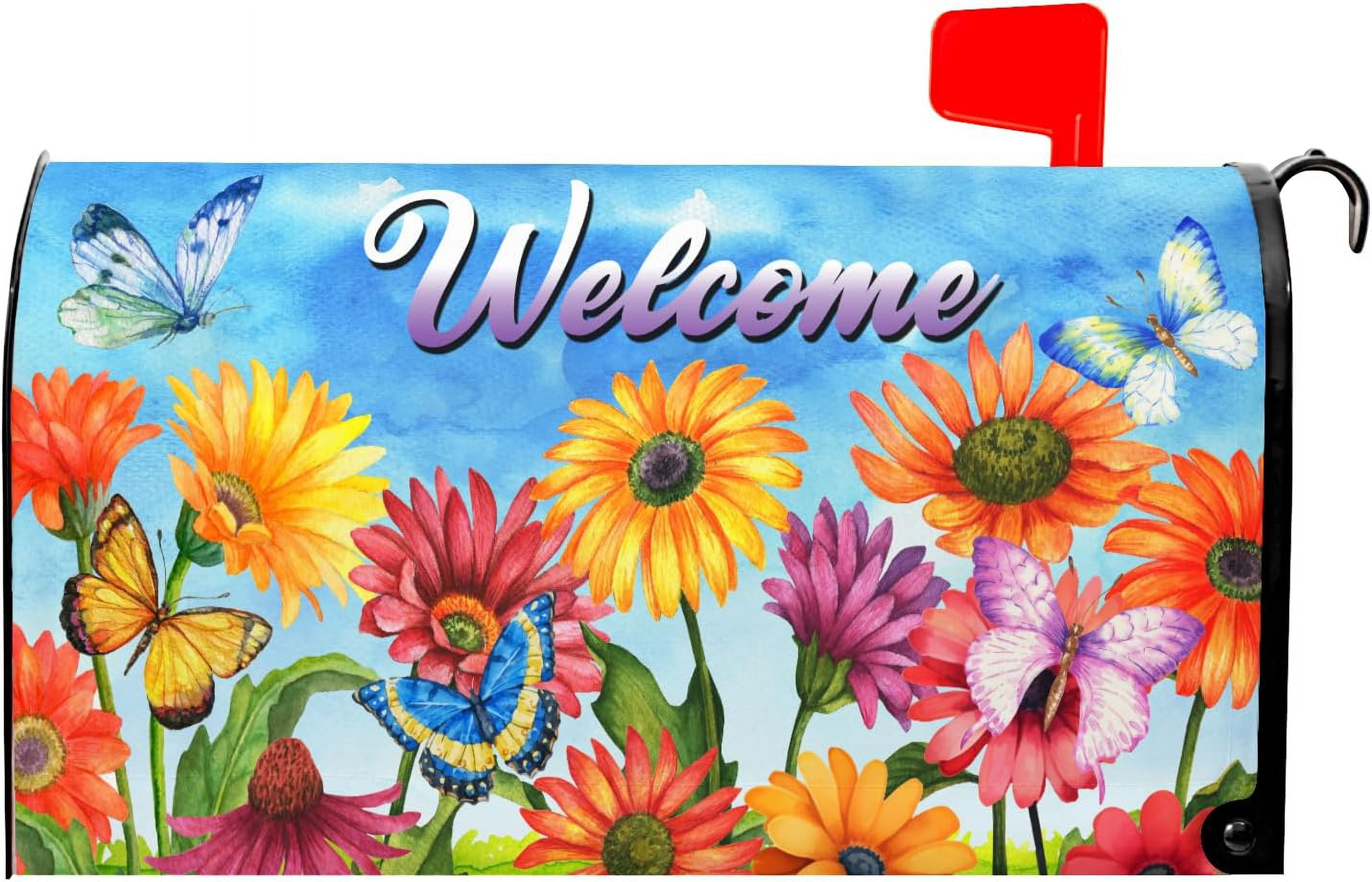 Spring Summer Floral Mailbox Covers Magnetic Butterfly Wild Flower ...