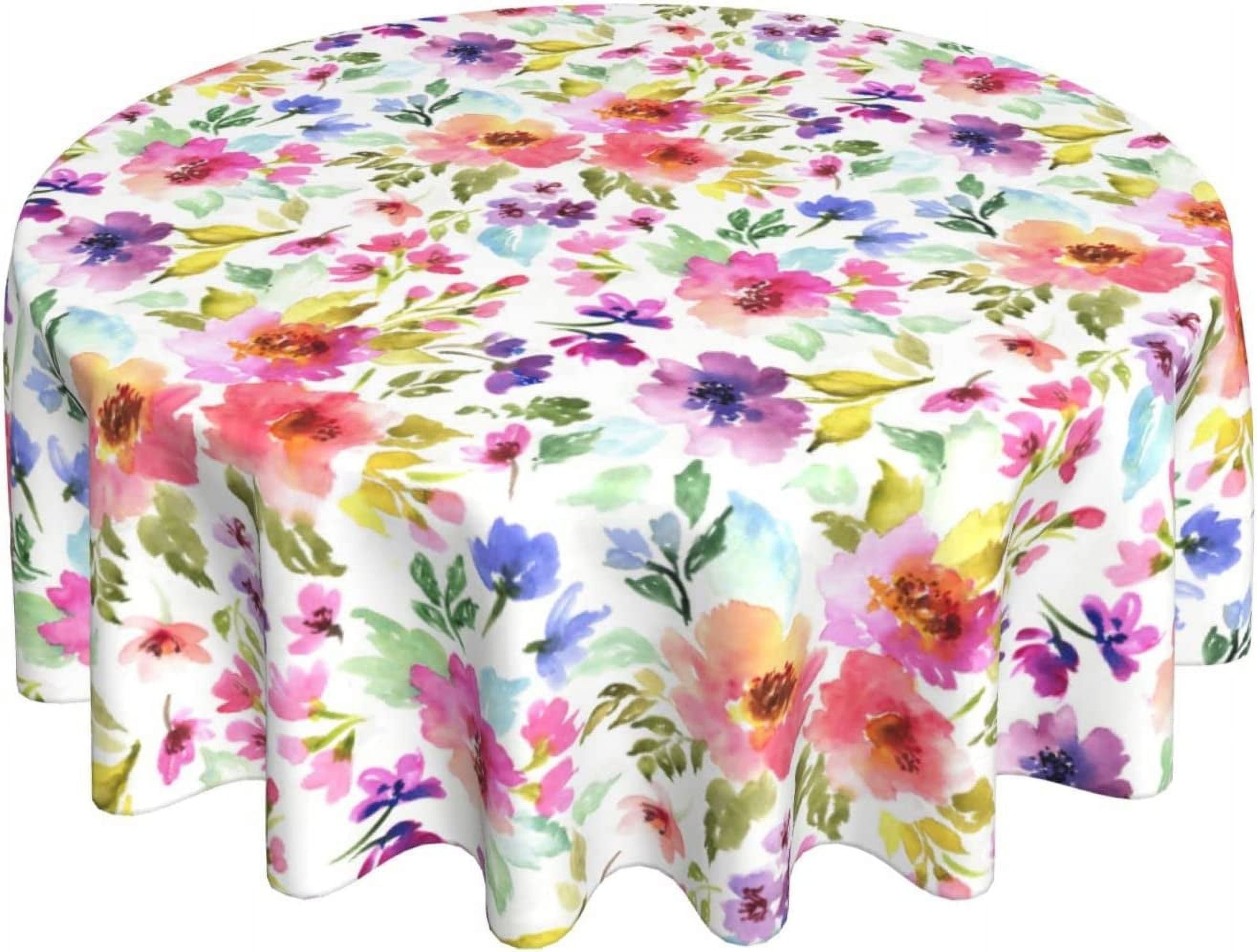 Walmart Spring Summer Floral 60 Inch Round Tablecloth, Water Proof for ...