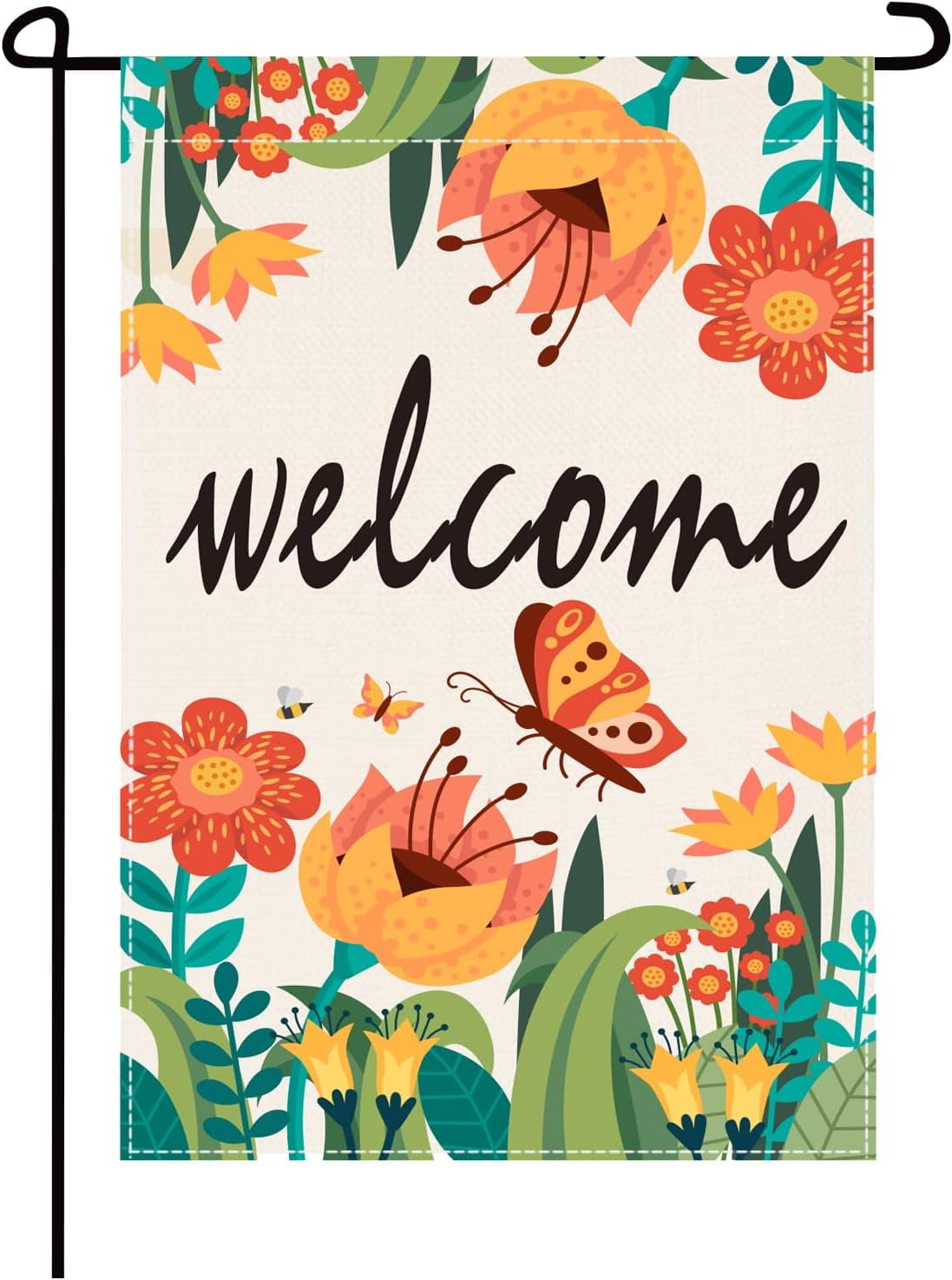 Spring Summer Floral Welcome Garden Flag, Seasonal Welcome Yard Outdoor ...