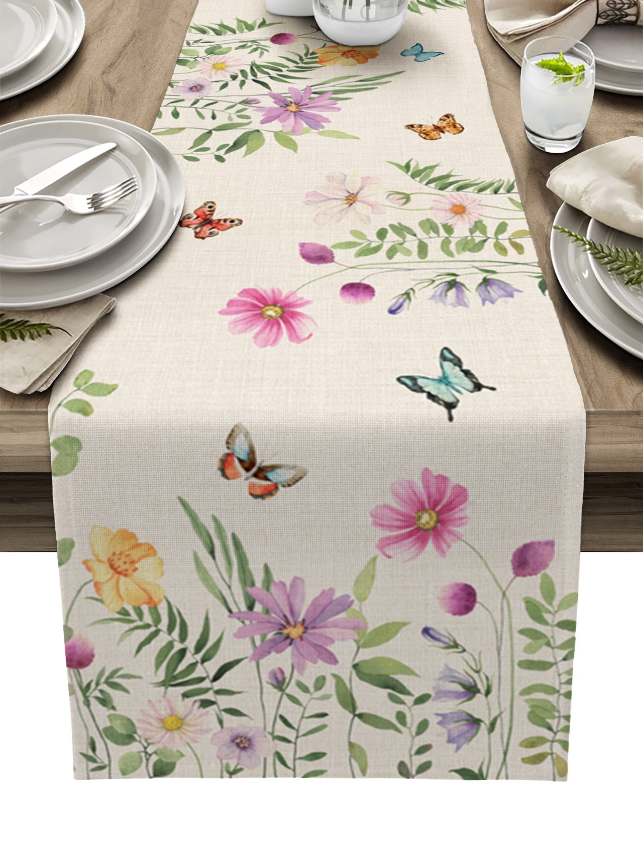 Spring Summer Flower Butterfly Table Runner ration Home r Dinner Table ...
