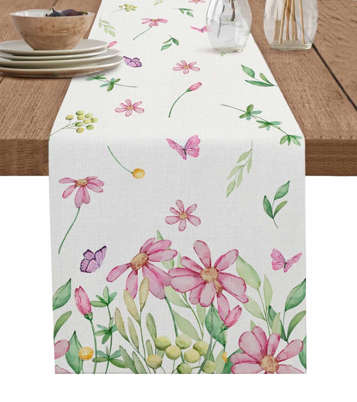Spring Summer Flower Butterfly Table Runner ration Home r Dinner Table ration Table r - Walmart.com