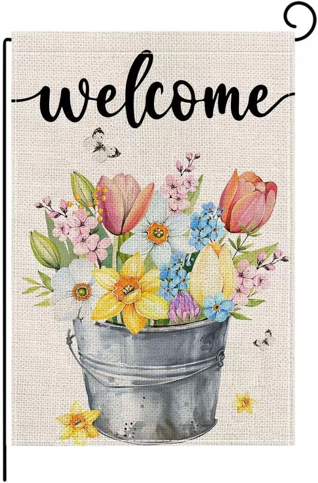 Spring Summer Flower Garden Flag 12x28 inch Double Sided Vertical ...