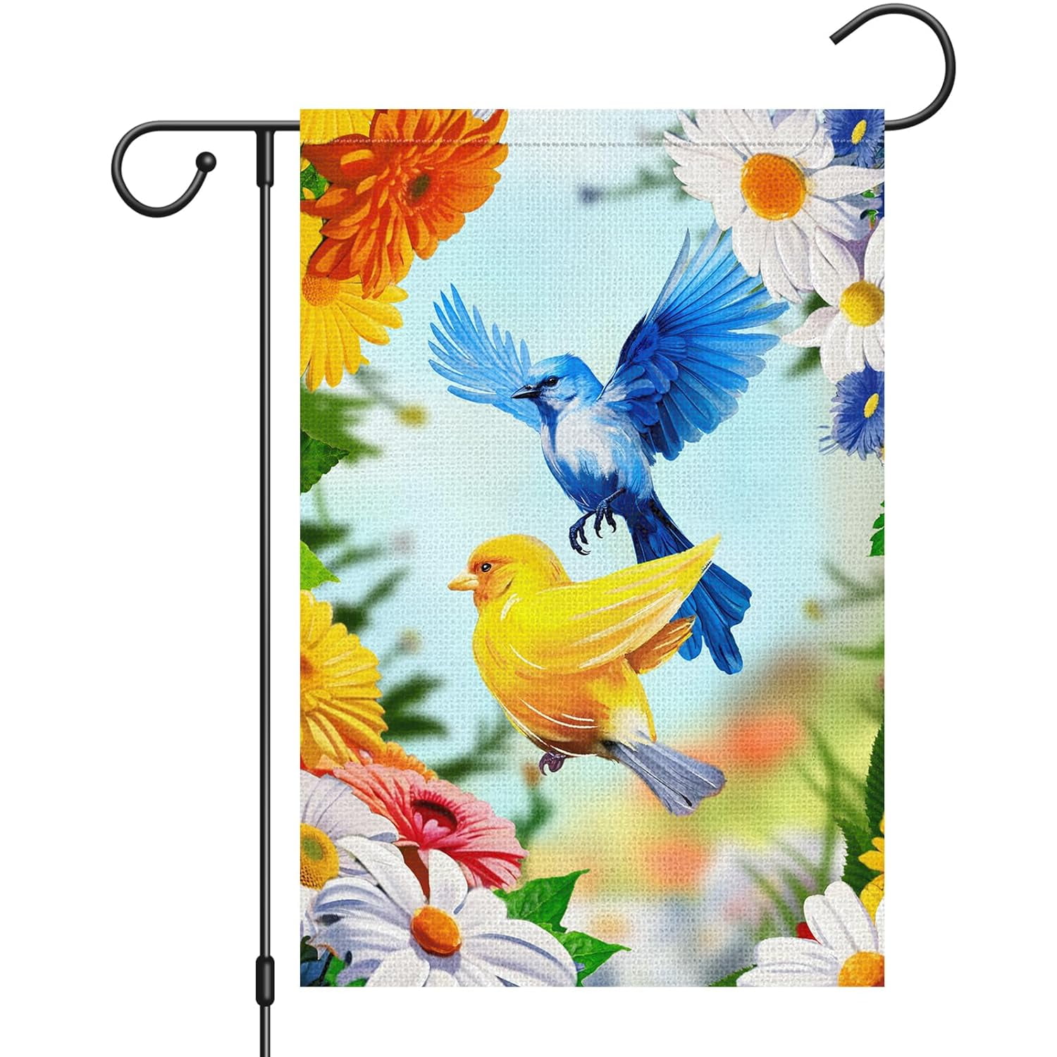 Spring Summer Flower Garden Flag Summer Daisy Hummingbird Garden Flags ...