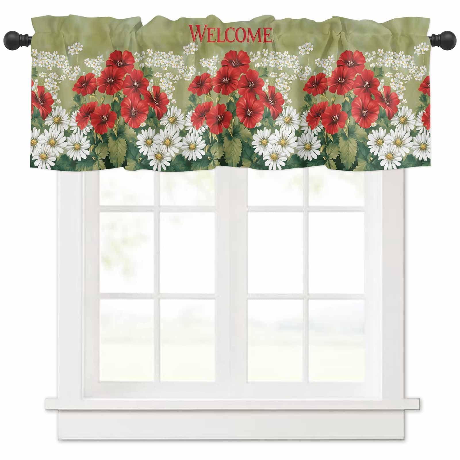 Spring Summer Flower Valances for Windows Farmhouse Kitchen Curtains ...