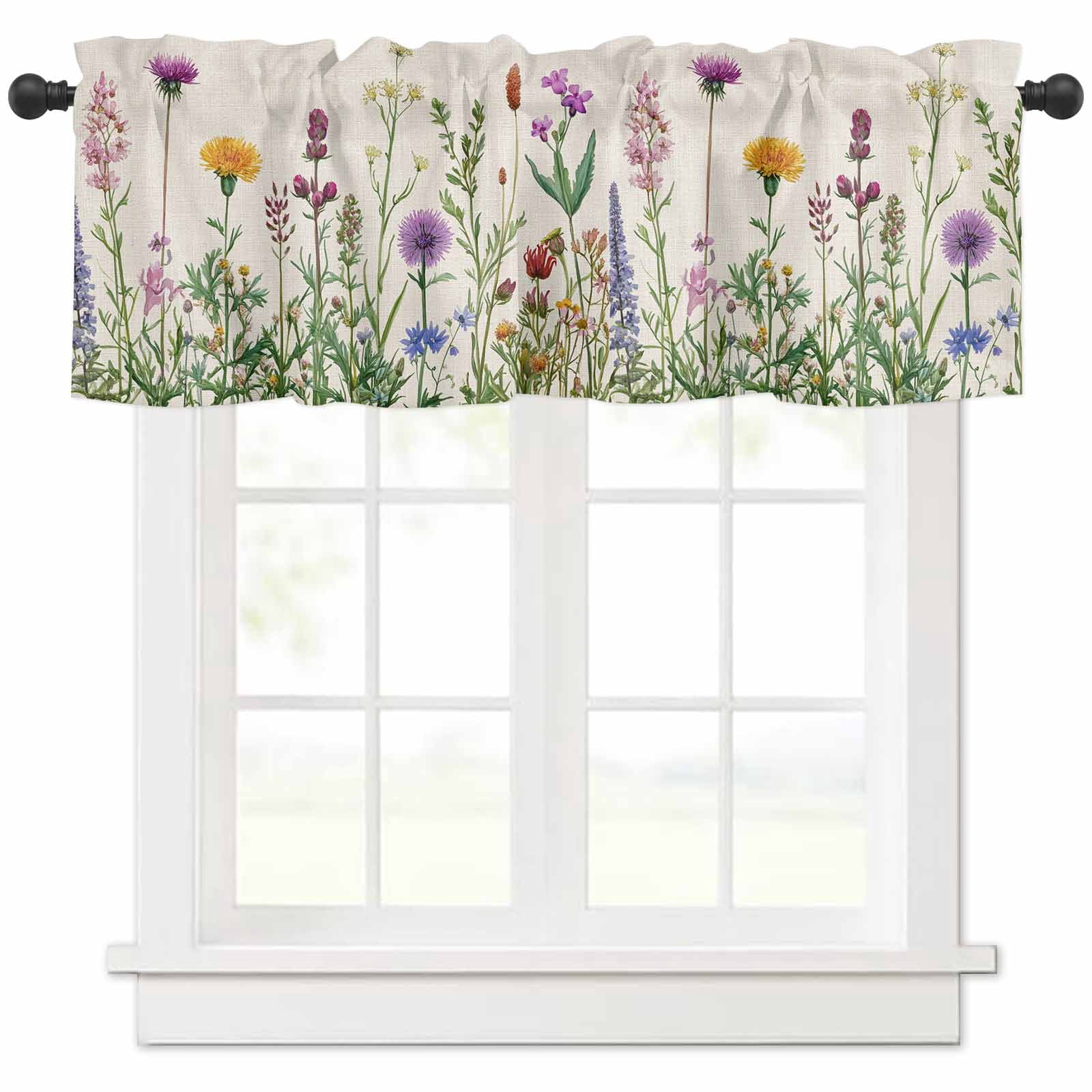 Spring Summer Flowers Valances for Windows Farmhouse Kitchen Curtains ...