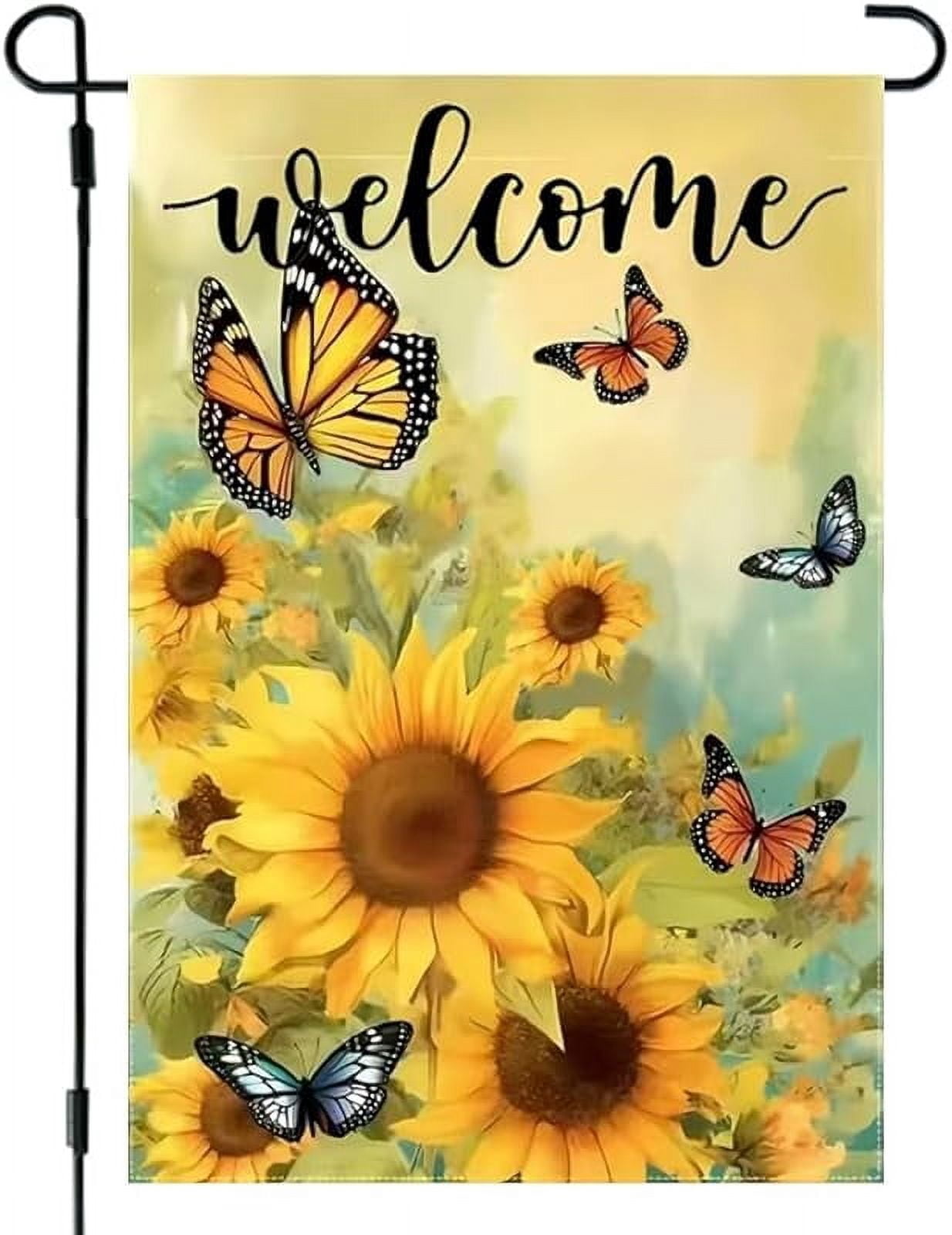 Spring Summer Garden Flag 12x18 Double Sided, Blue Bird Flowers ...