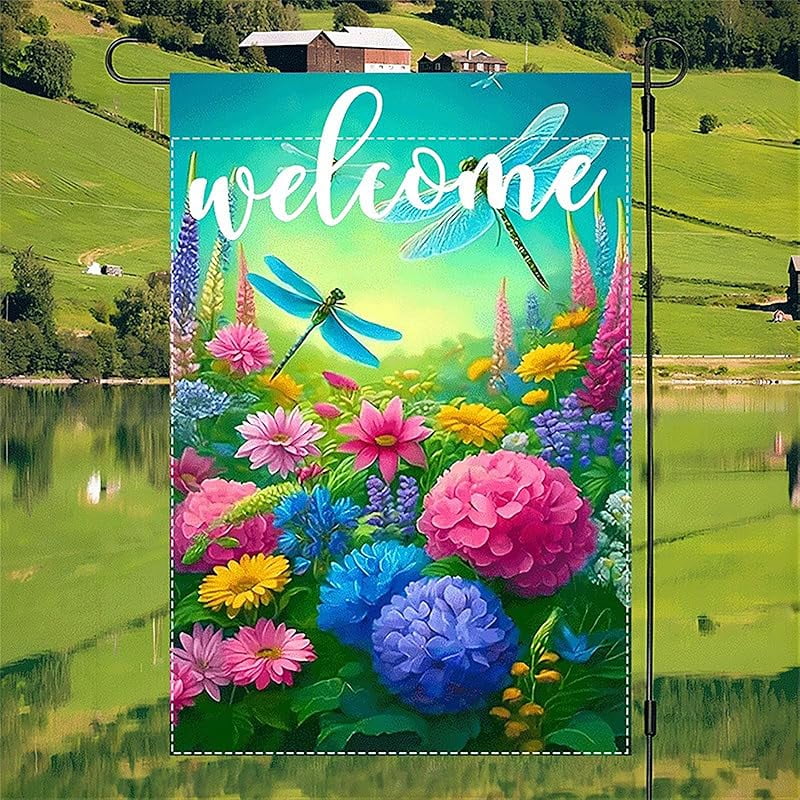 Spring Summer Garden Flag 12x18 Inch Double Sided Ladybug Daisy Welcome ...