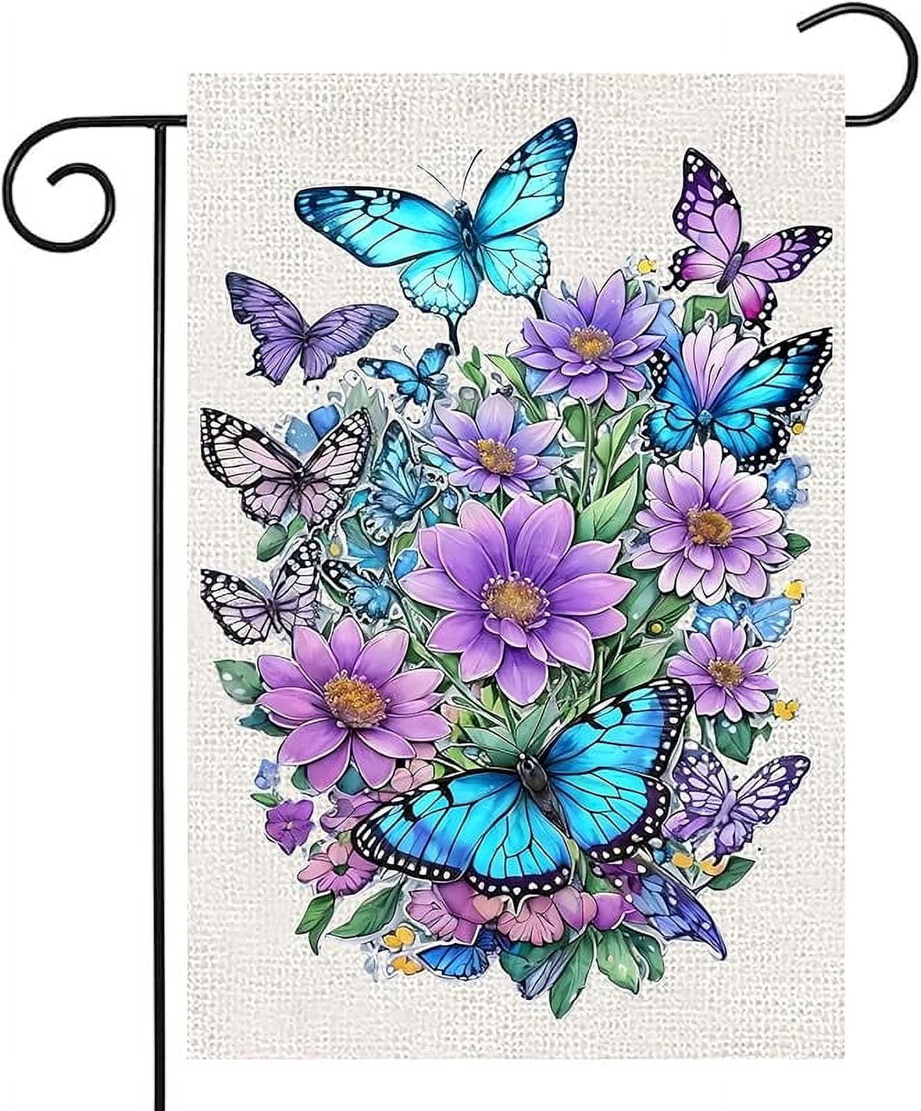 Spring Summer Garden Flag 12x18 Inch Vertical Double Sided, Butterfly ...