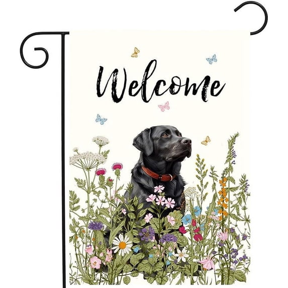 Spring Summer Garden Flag Floral Black Lab Yard Flag Flower Labrador ...