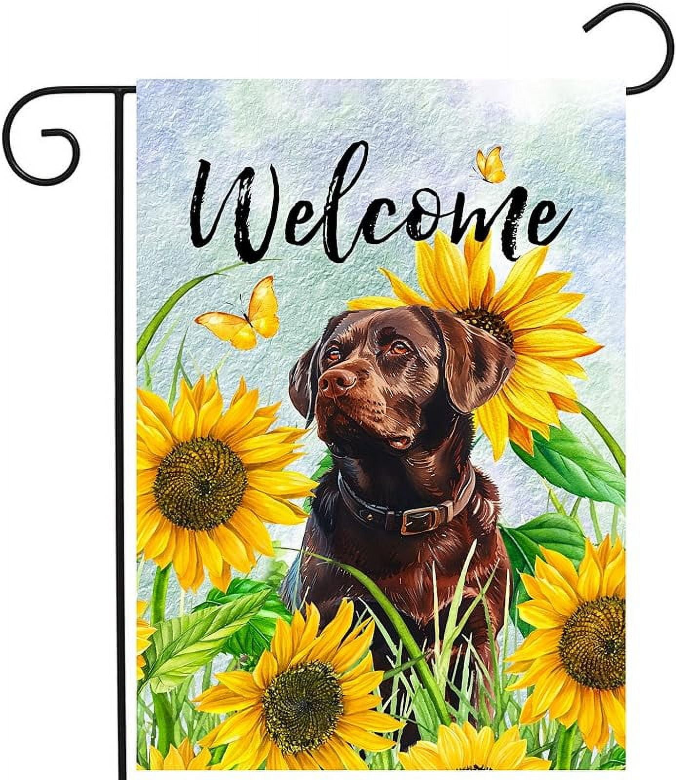 Spring Summer Garden Flag Floral Black Lab Yard Flag Flower Labrador ...