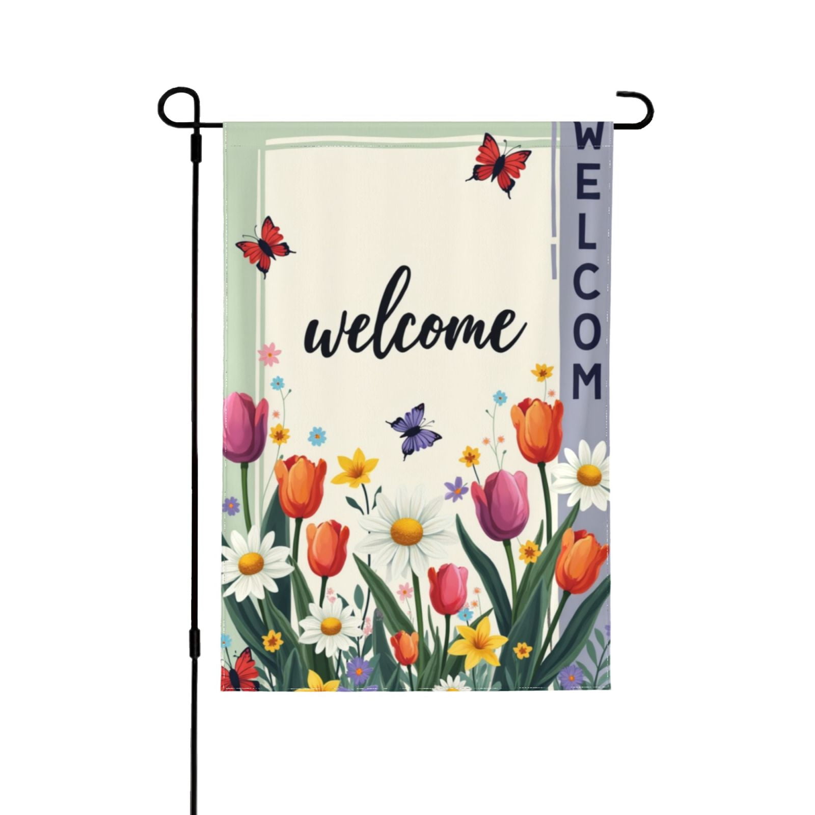 Spring Summer Garden Flag Welcome For Outside Ladybugs And Daisies ...
