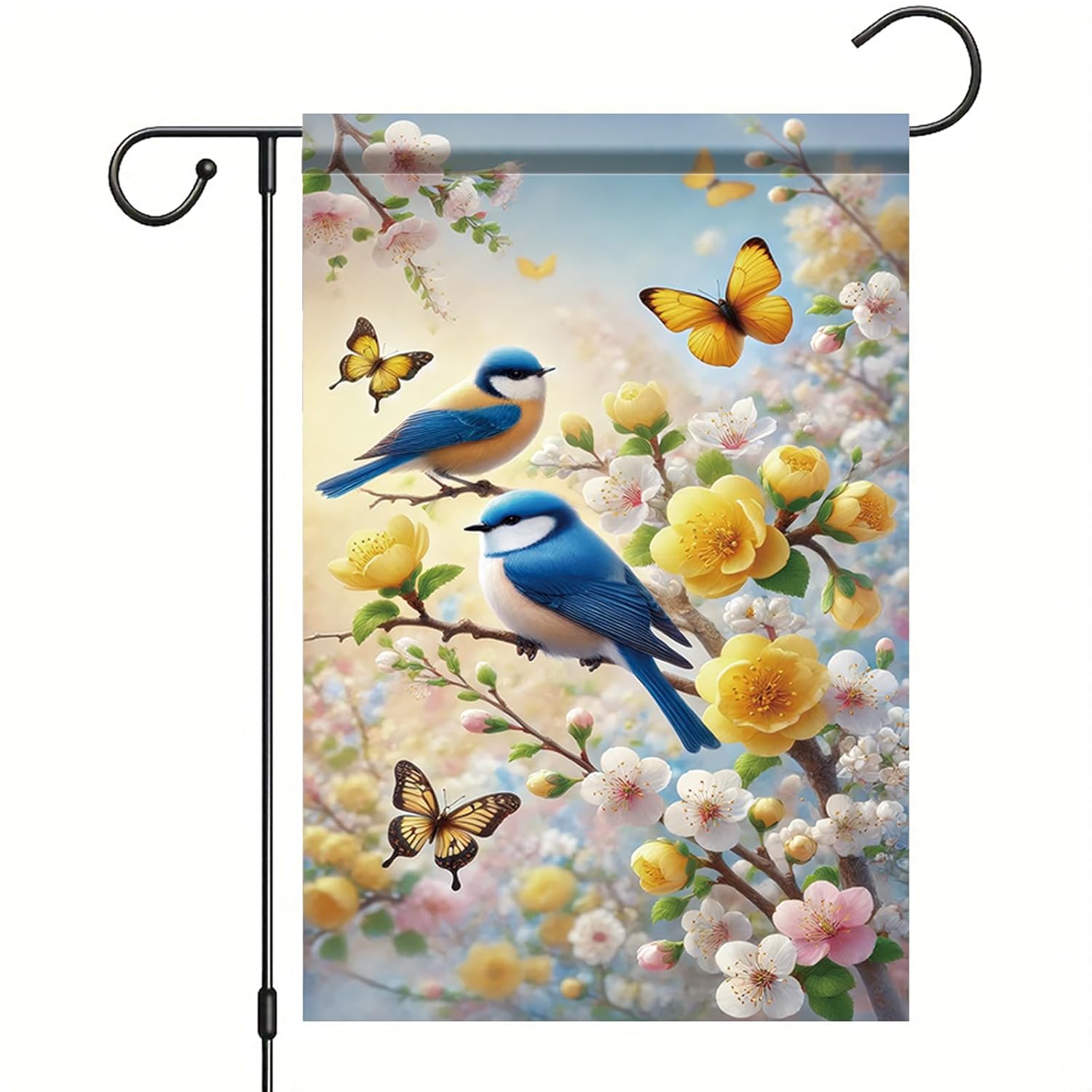 Spring Summer Garden Flags 12x18 Double Sided Floral Bluebird Garden ...