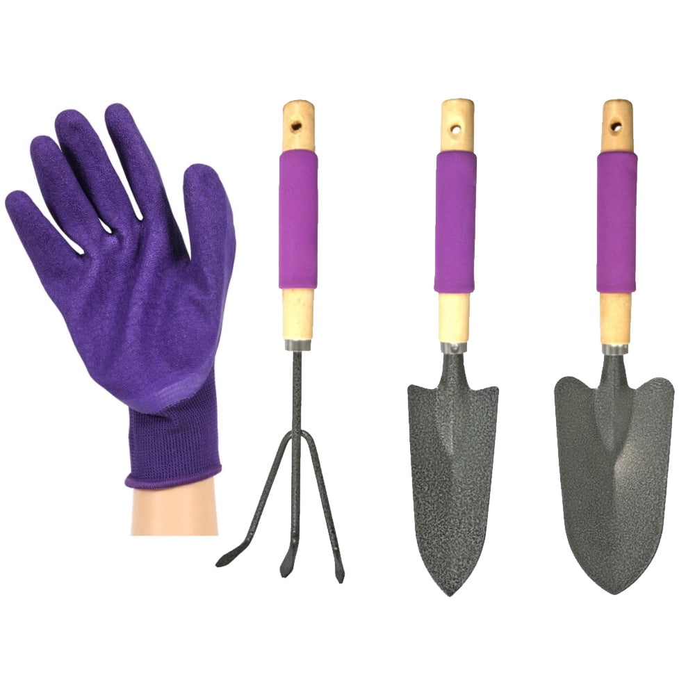 Spring Summer Gardening Wooden Handle Tool Set with Set of Latex Grip ...