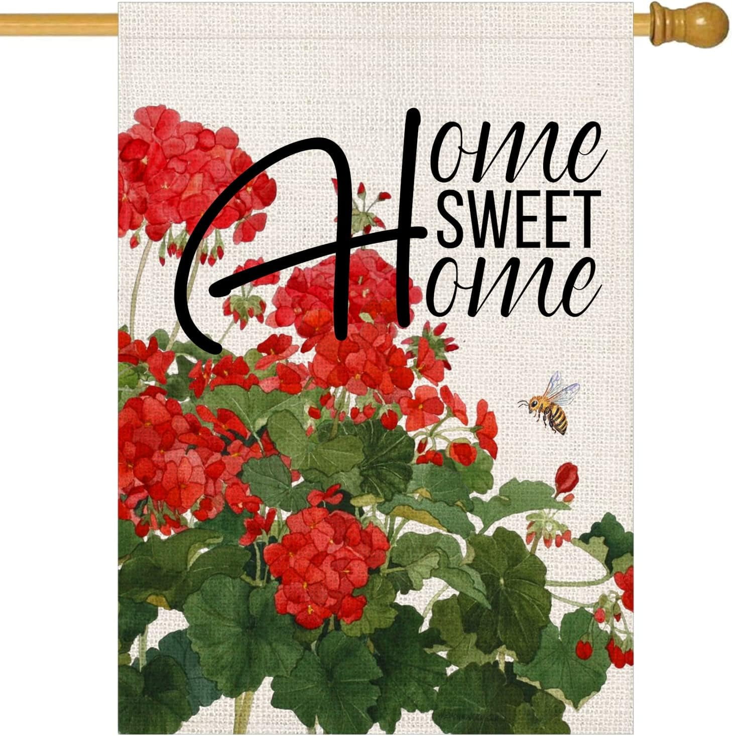 Spring Summer Geranium Home Sweet Home House Flag Double Sided Summer ...