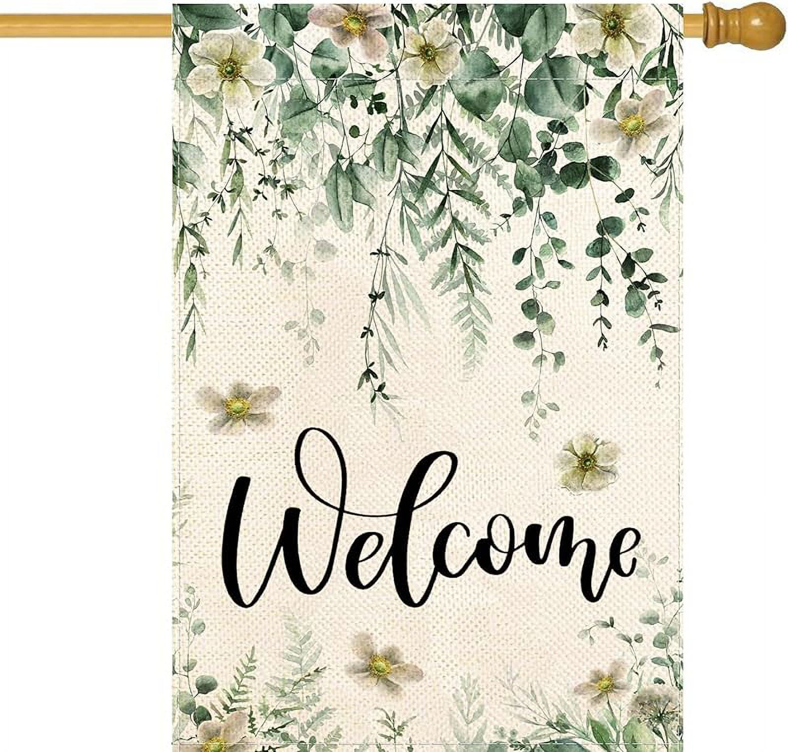 Spring Summer Geranium Welcome Garden Flag Double Sided Summer Bee Red ...