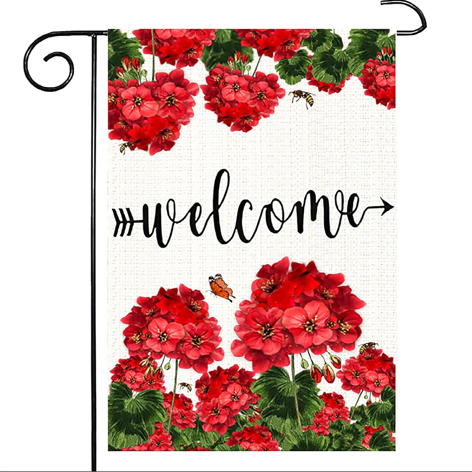 Spring Summer Geranium Welcome House Flag 12.5x18 Inch Double Sided ...