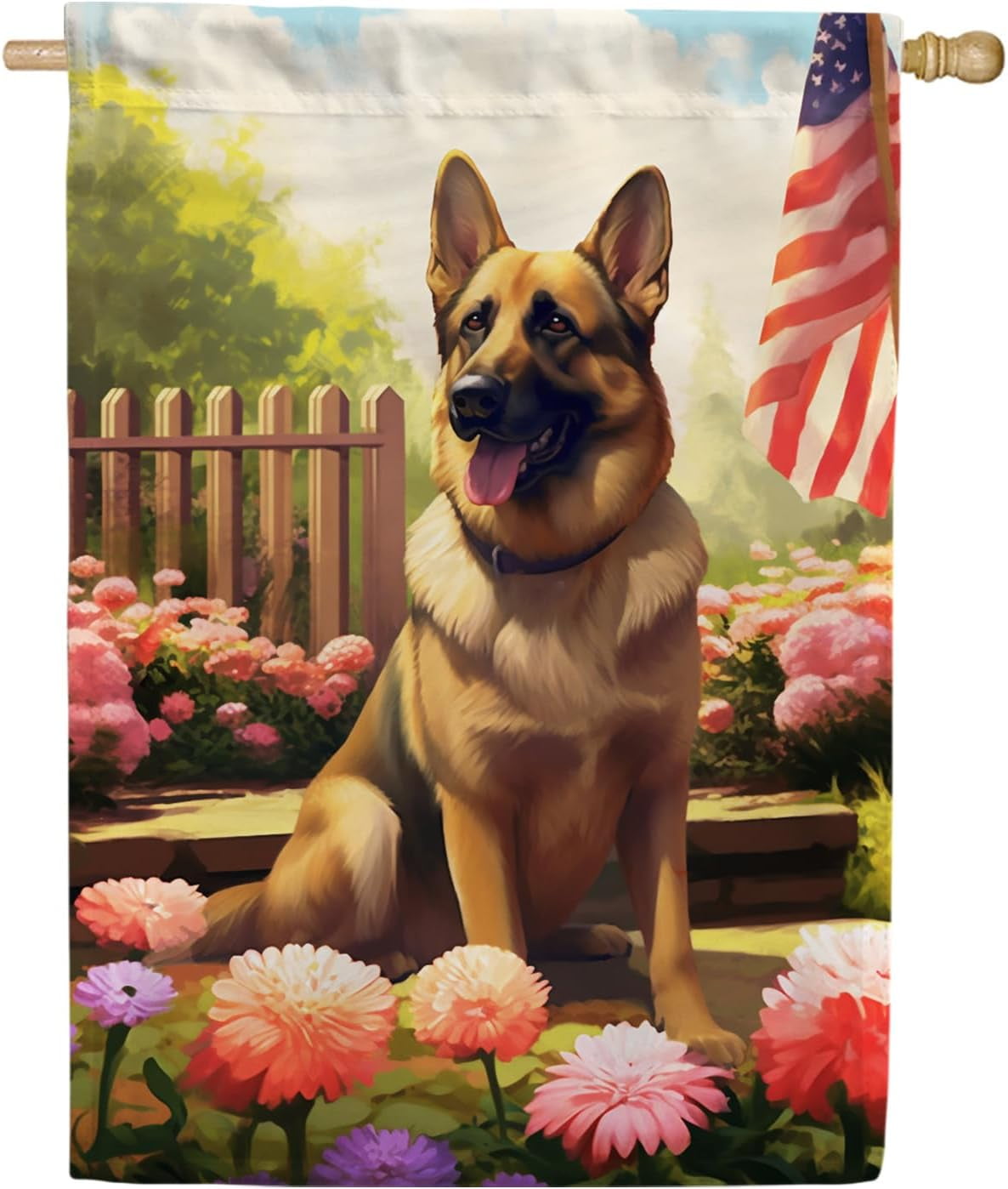 Spring Summer German Shepherd Dog House Flag Double Sided Patriotic ...
