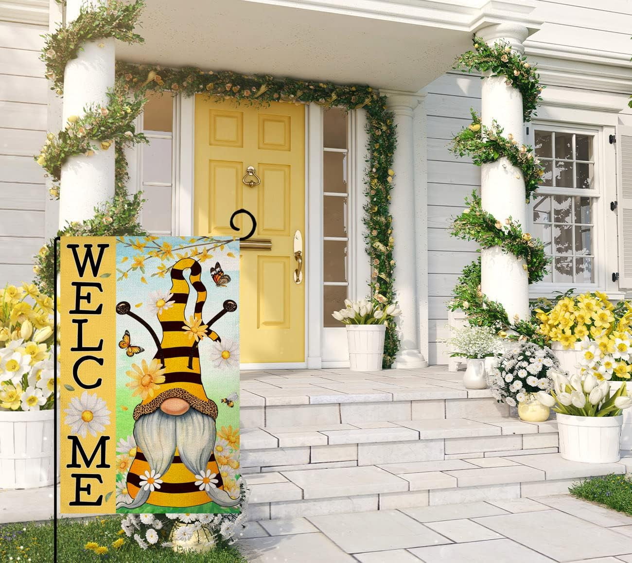 Spring Summer Gnome Garden Flag 12x18 Vertical Double Sided Welcome ...