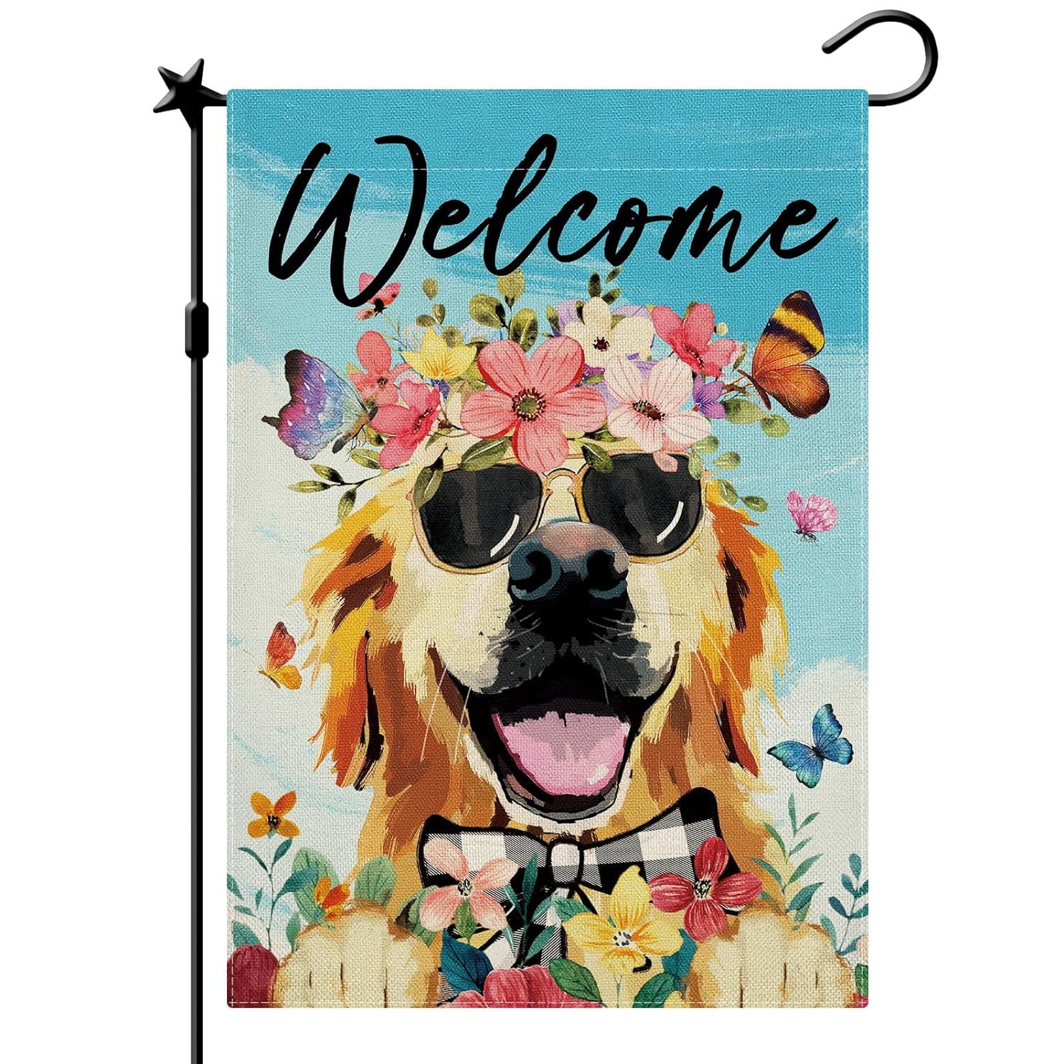 Spring Summer Golden Retriever Garden Flag, Spring Summer Dog Flags ...