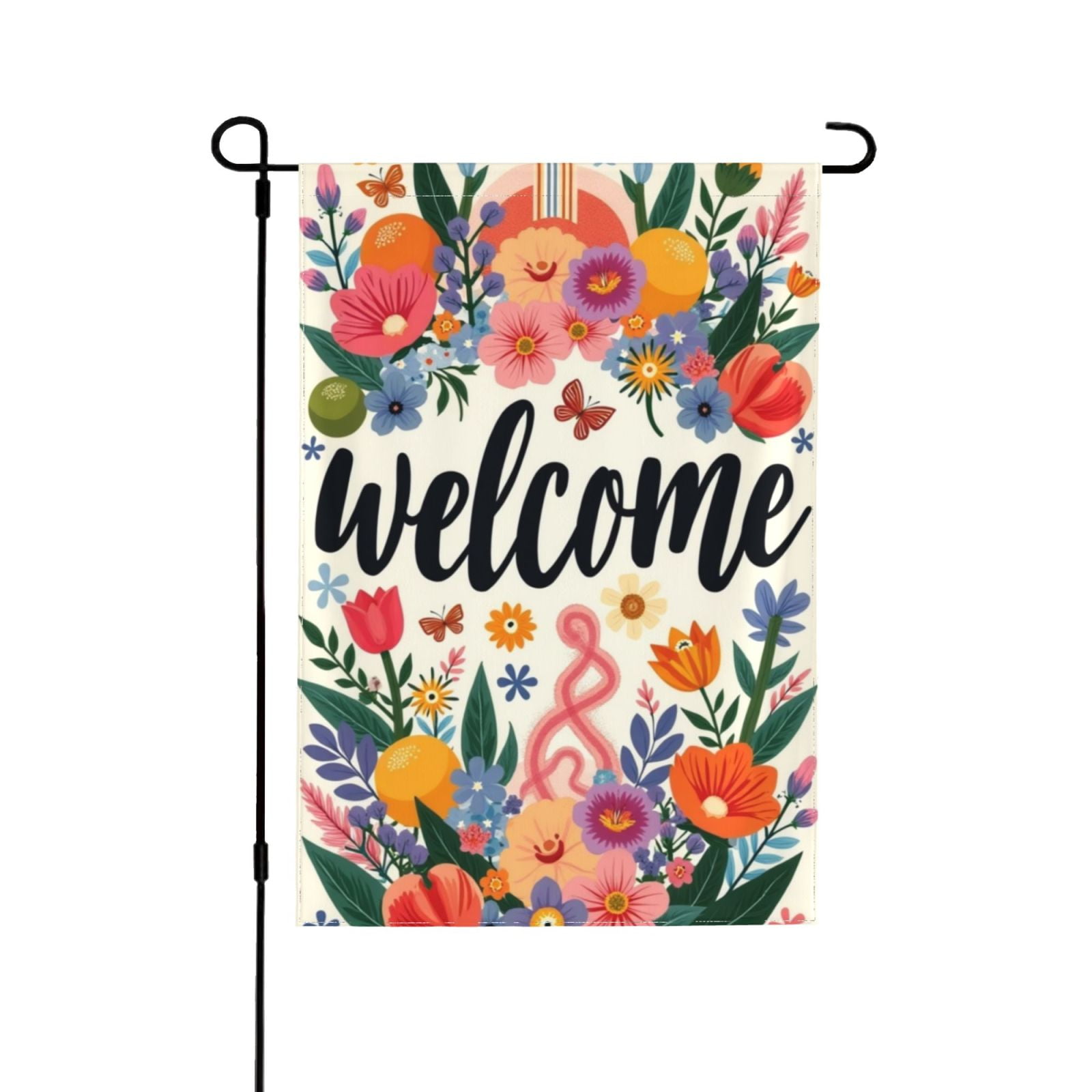 Spring Summer Happy Garden Flag Welcome For Outside A Collage Of ...