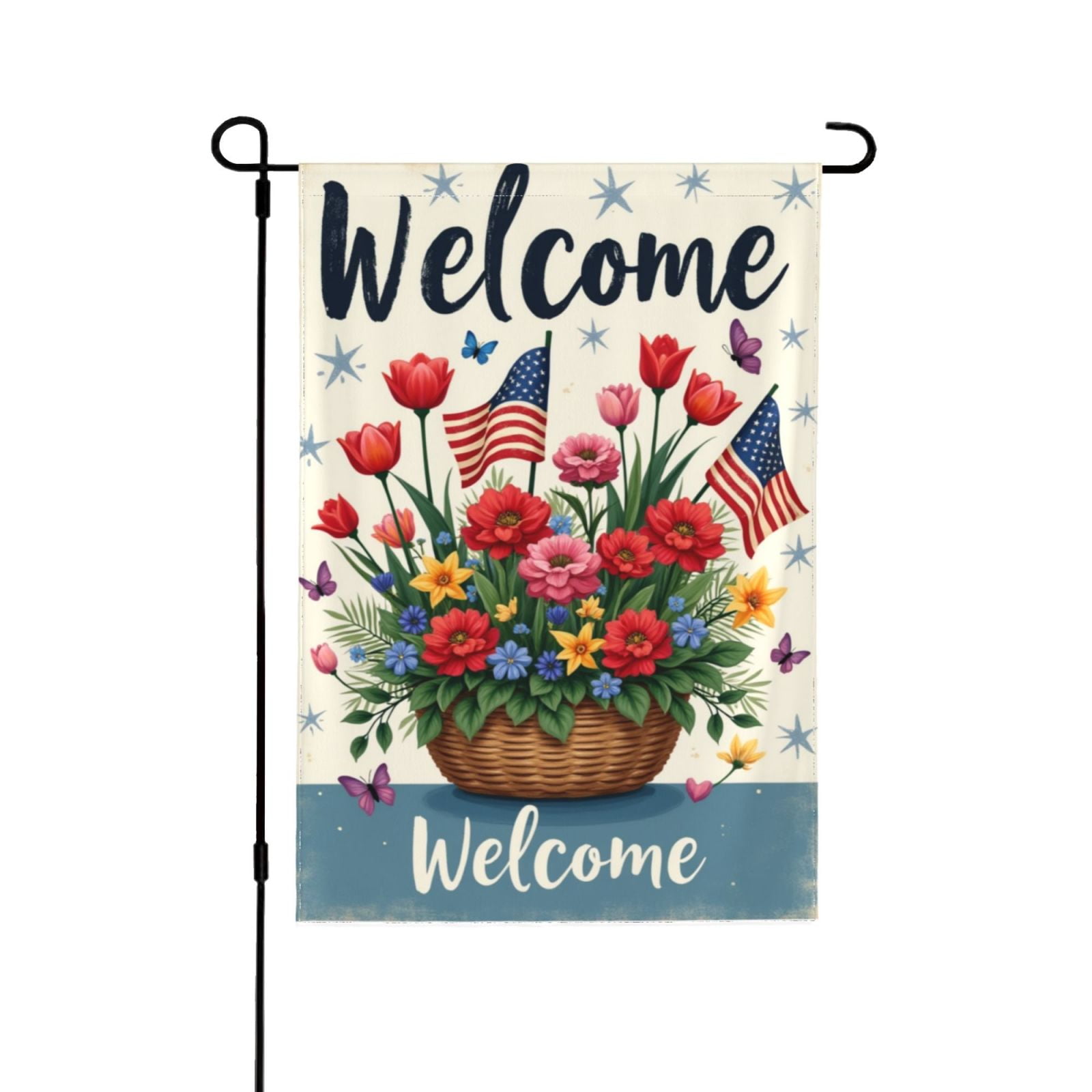 Spring Summer Happy Garden Flag Welcome For Outside Patriotic Welcome ...