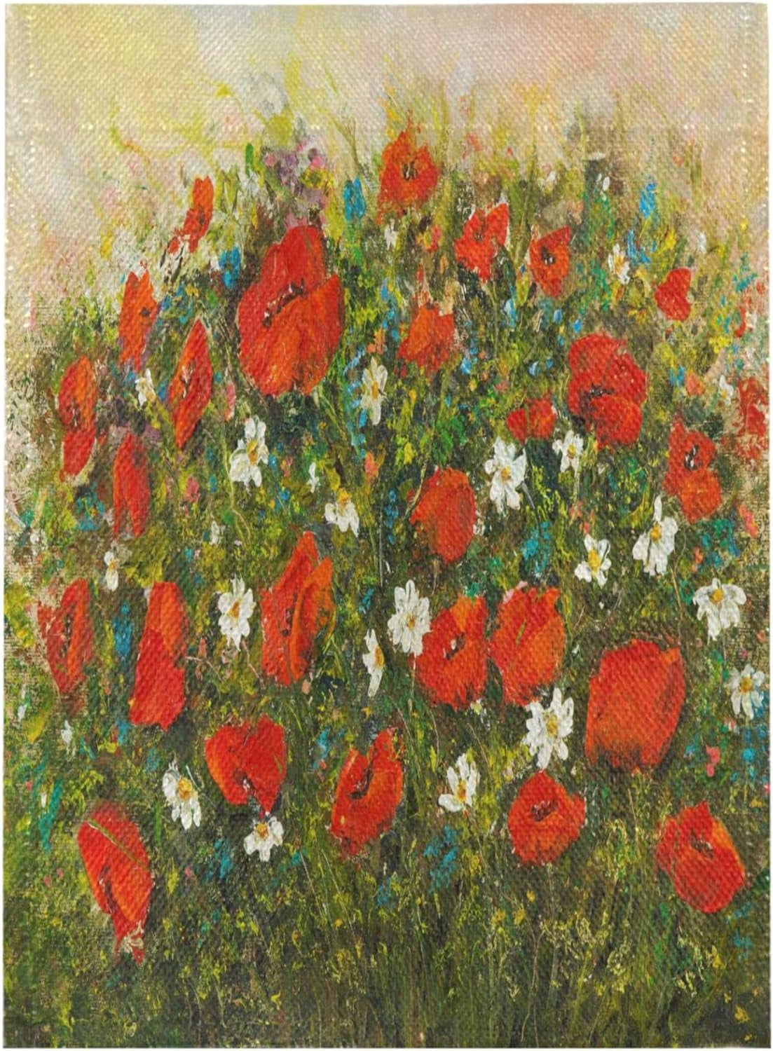 Spring Summer House Flag 28x40 Double Sided Burlap Poppy and Daisy ...