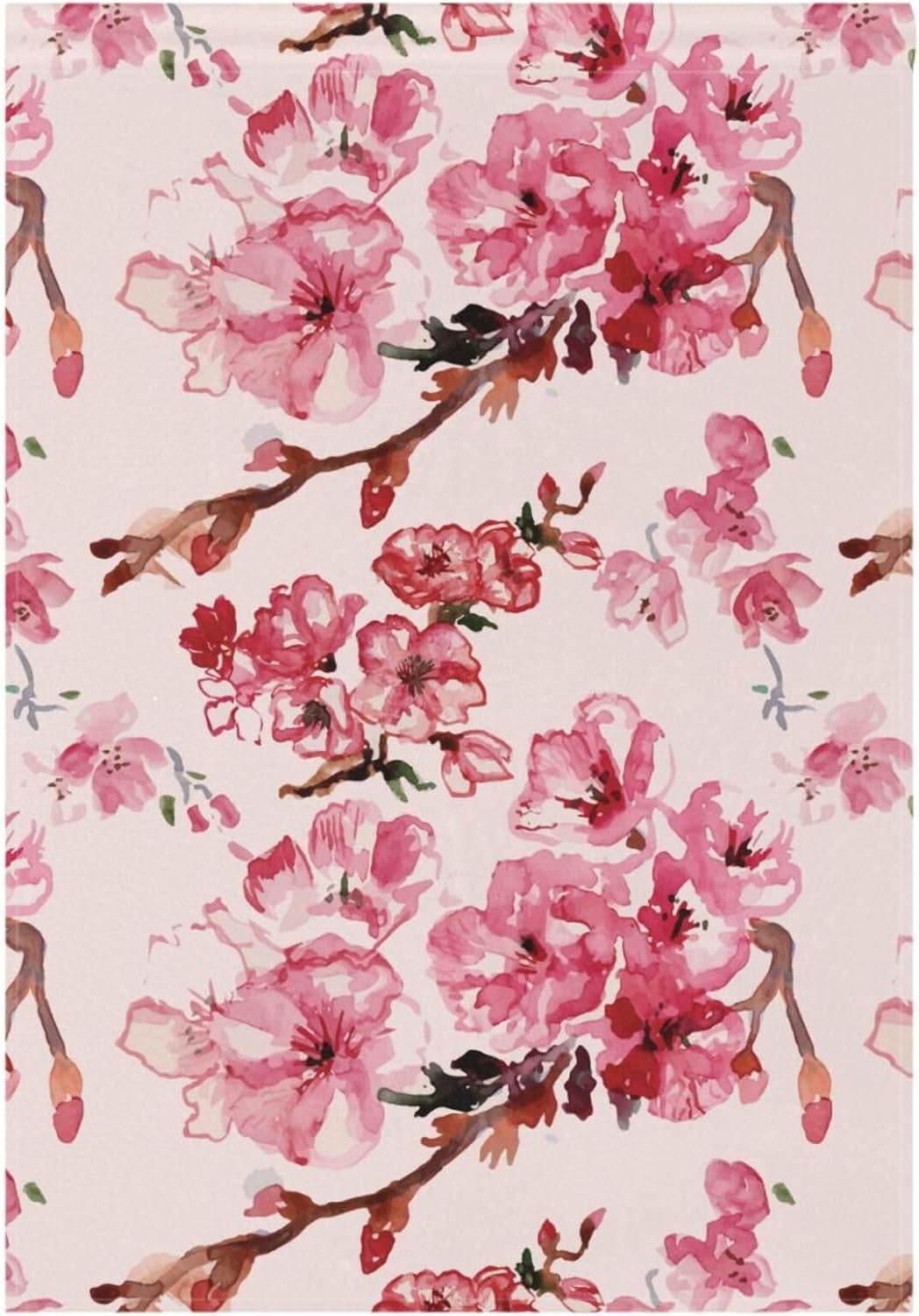 Spring Summer House Flag 28x40 Double Sided Cherry Blossom Watercolor ...