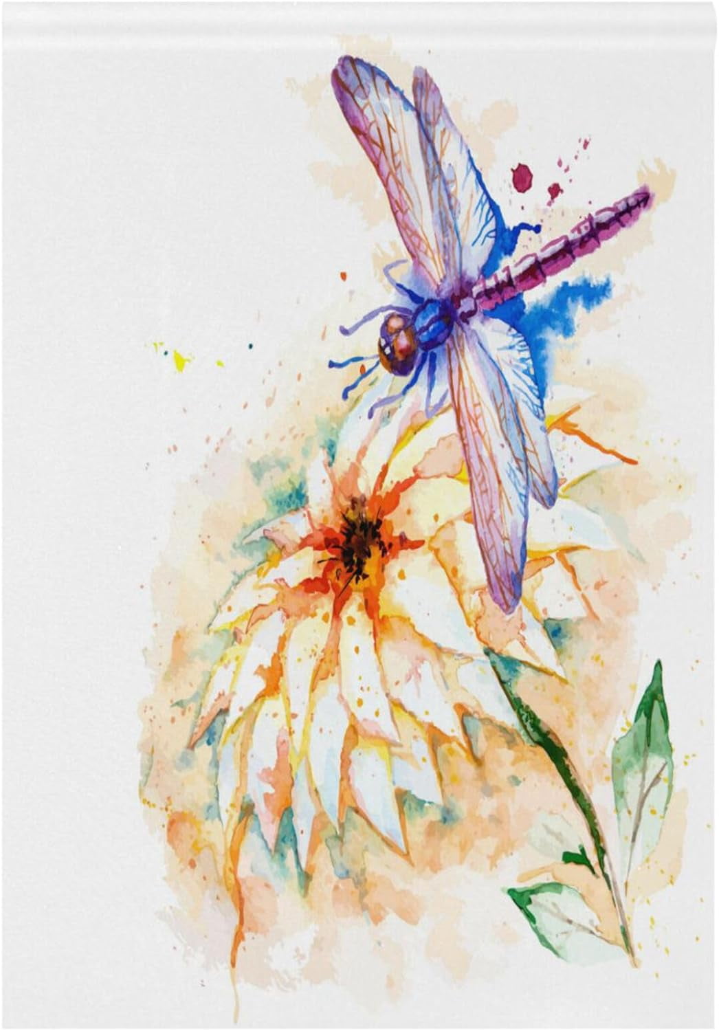 Spring Summer House Flag 28x40 Double Sided Flying Violet Dragonfly and ...