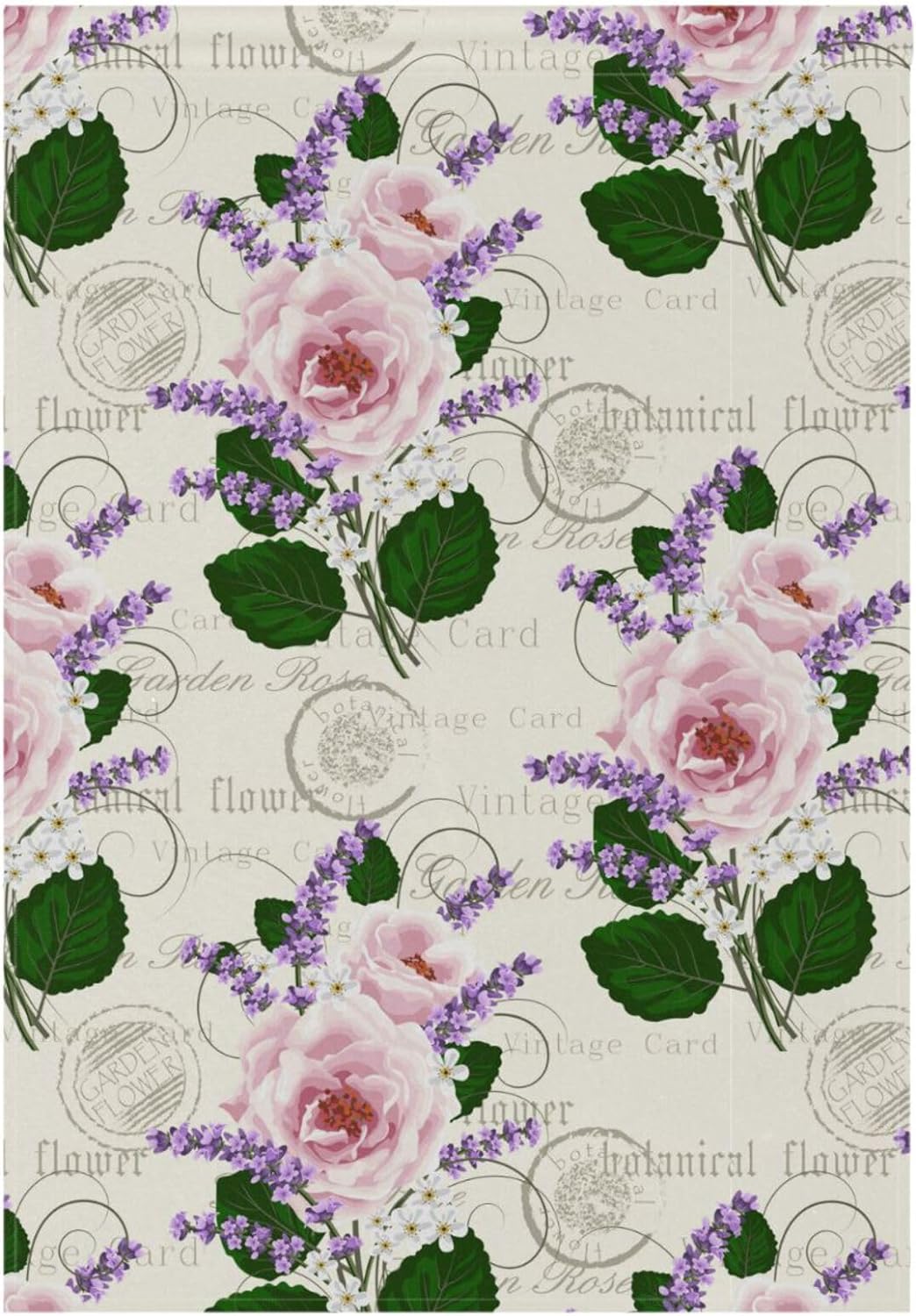 Spring Summer House Flag 28x40 Double Sided Pink Roses and Lavenders on ...
