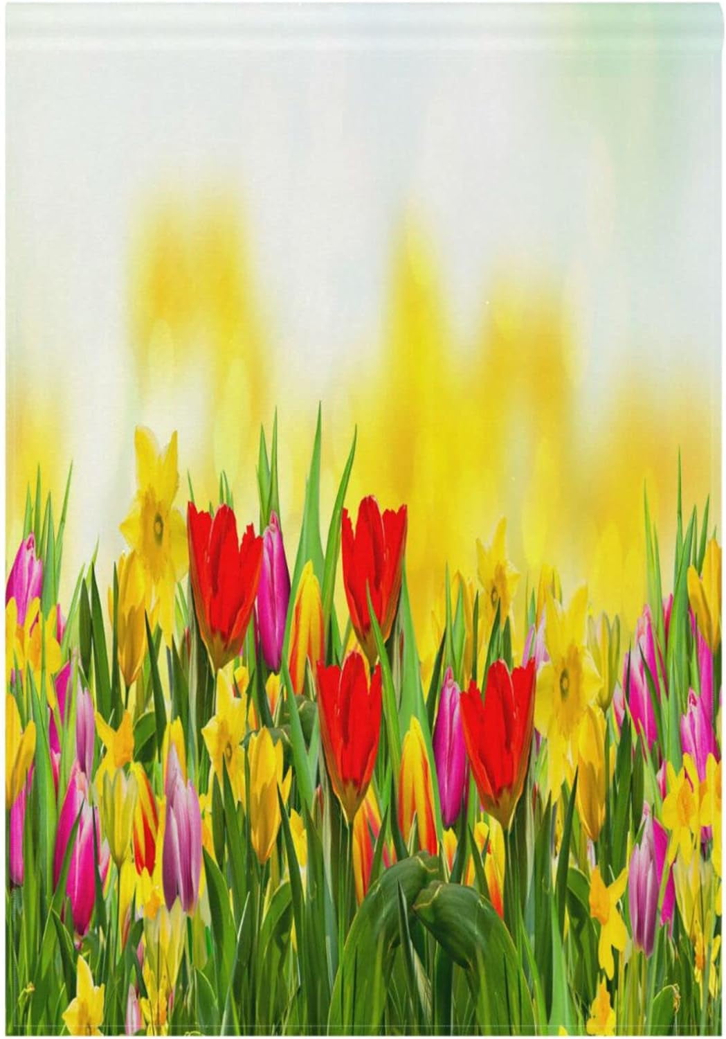 Spring Summer House Flag 28x40 Double Sided Spring Meadow with Tulips ...