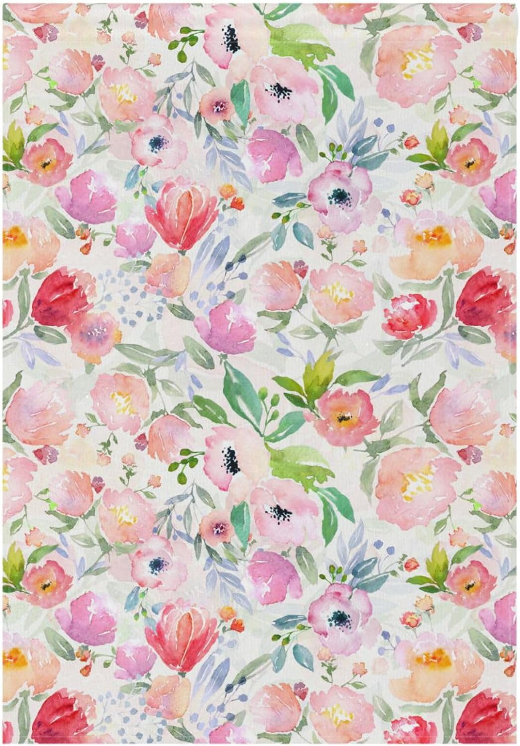 Spring Summer House Flag 28x40 Double Sided Watercolor Flowers and ...
