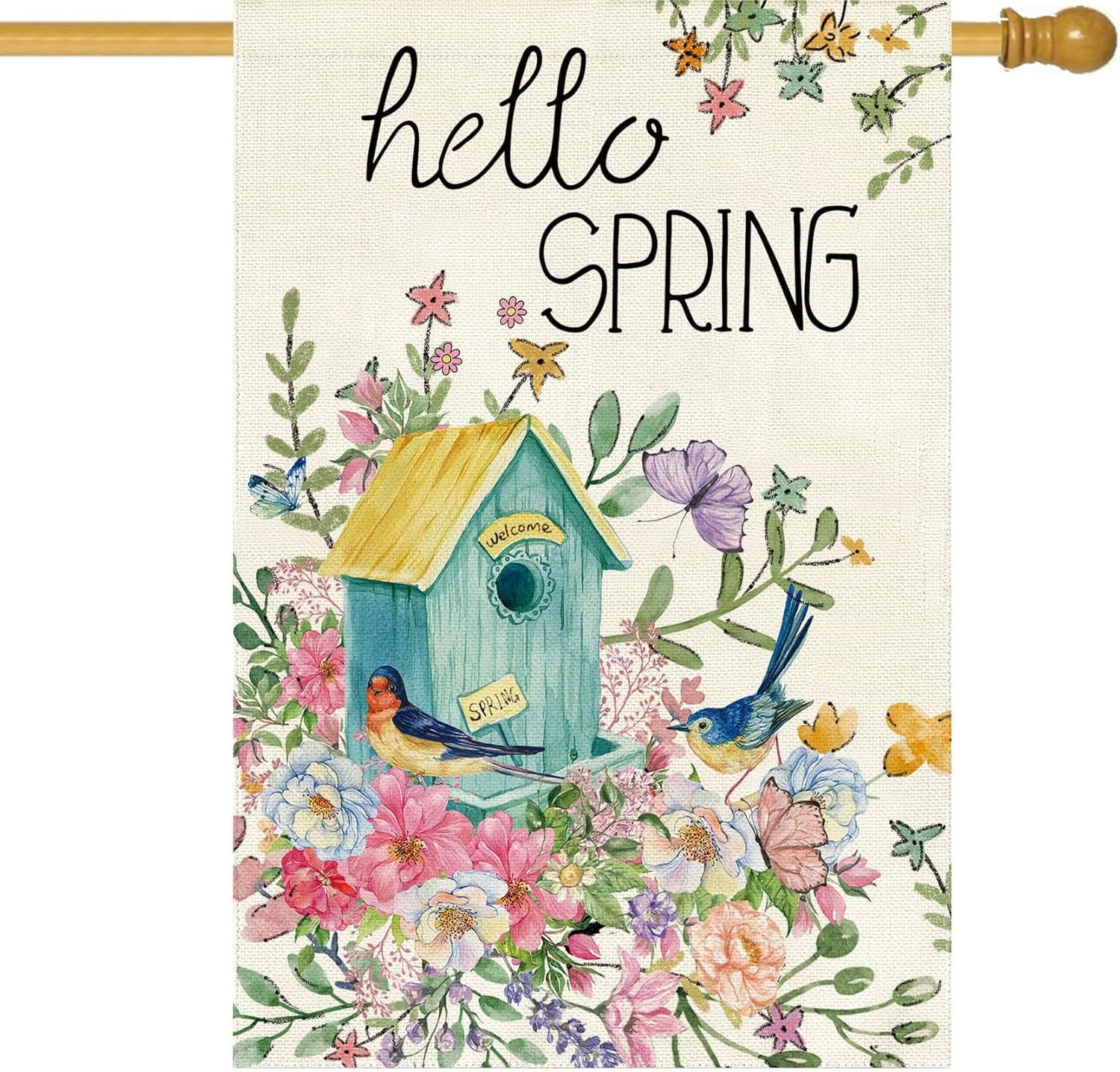 Spring Summer House Flag, Eucalyptus Home Sweet Home Large Yard Flag ...