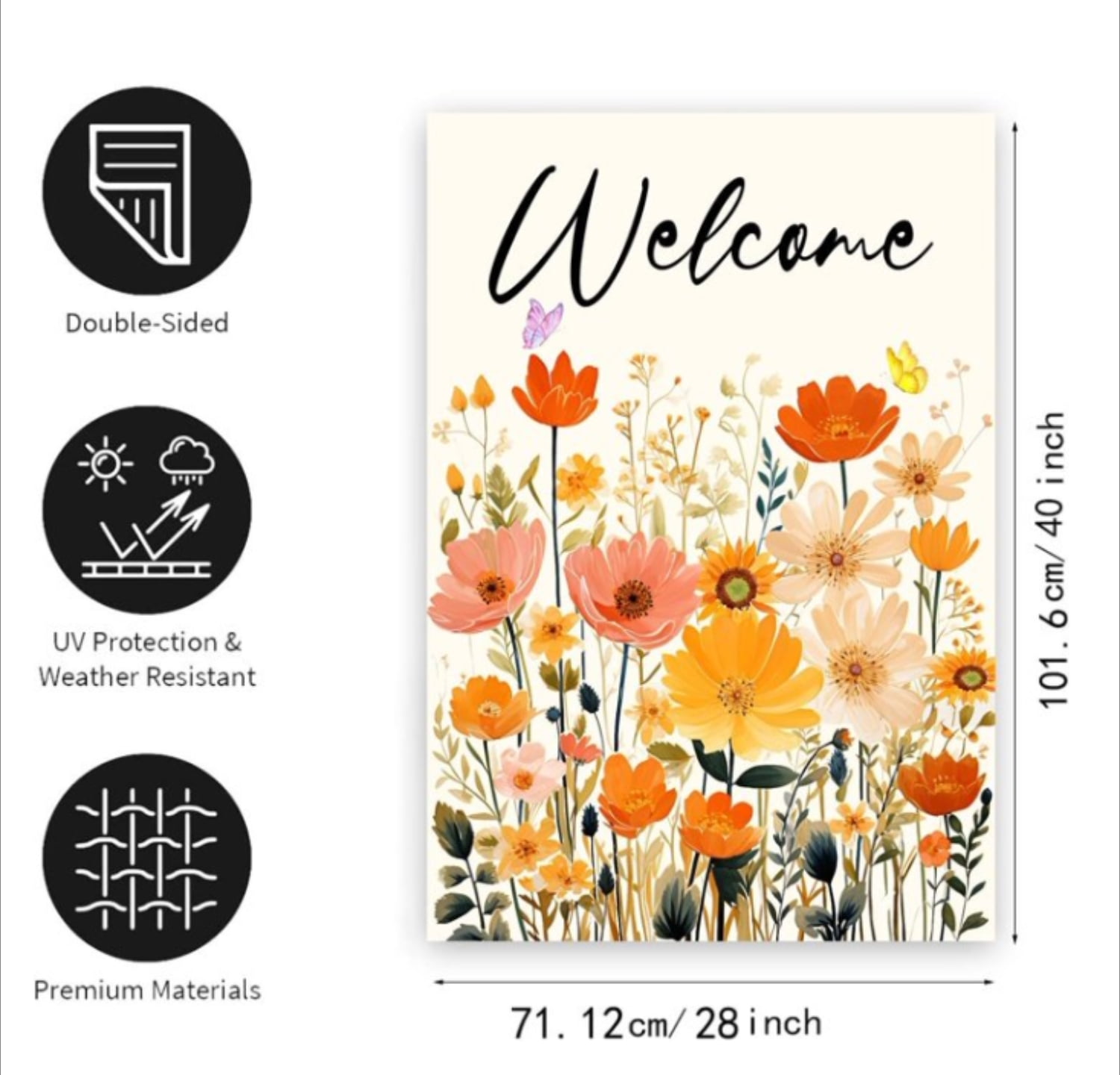 Spring Summer House Flags 28x40 Double Sided Large Dragonfly Garden ...