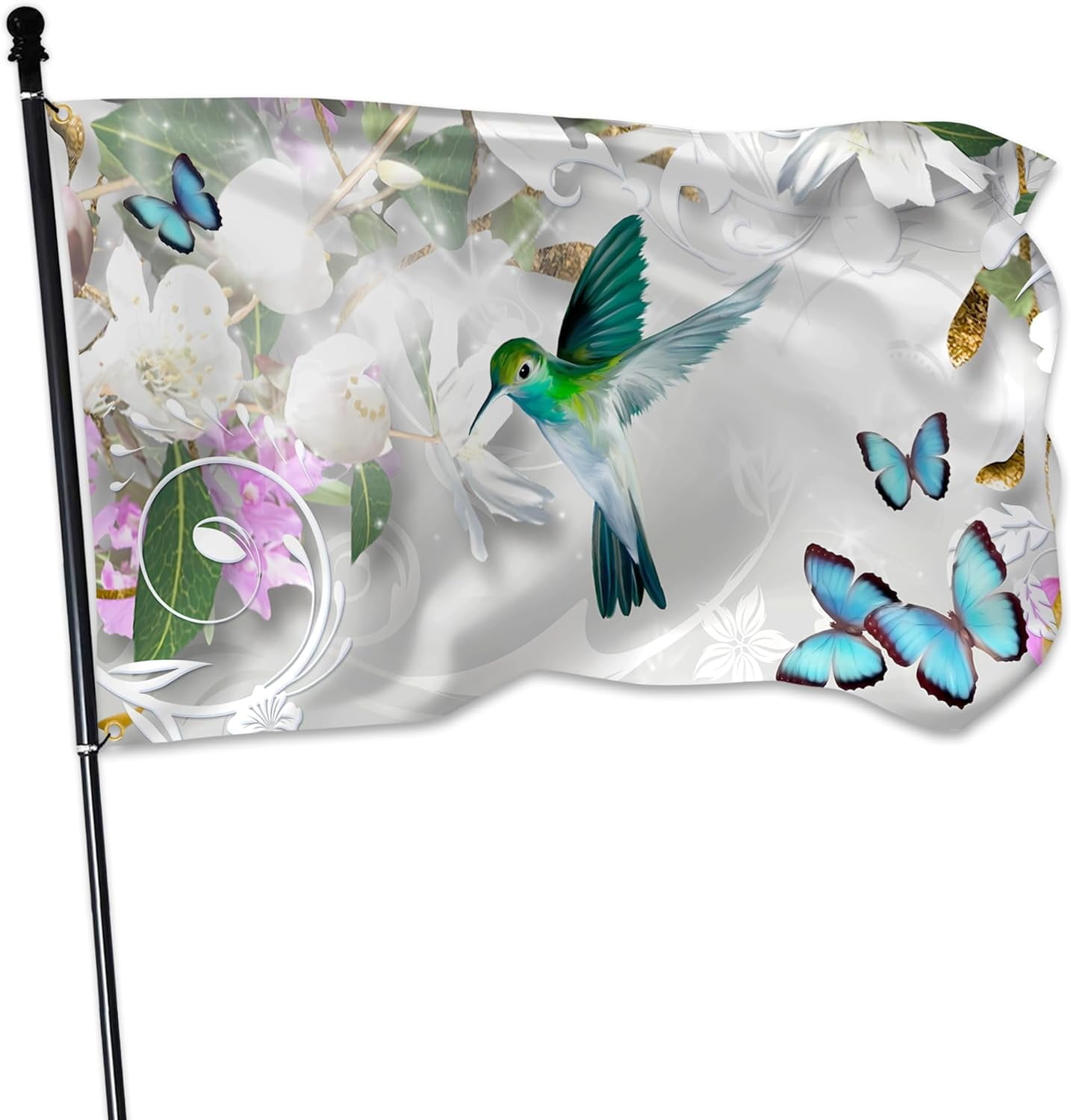 Spring Summer Hummingbird Flag Hello Sunshine Flowers Bird Flag, Double ...