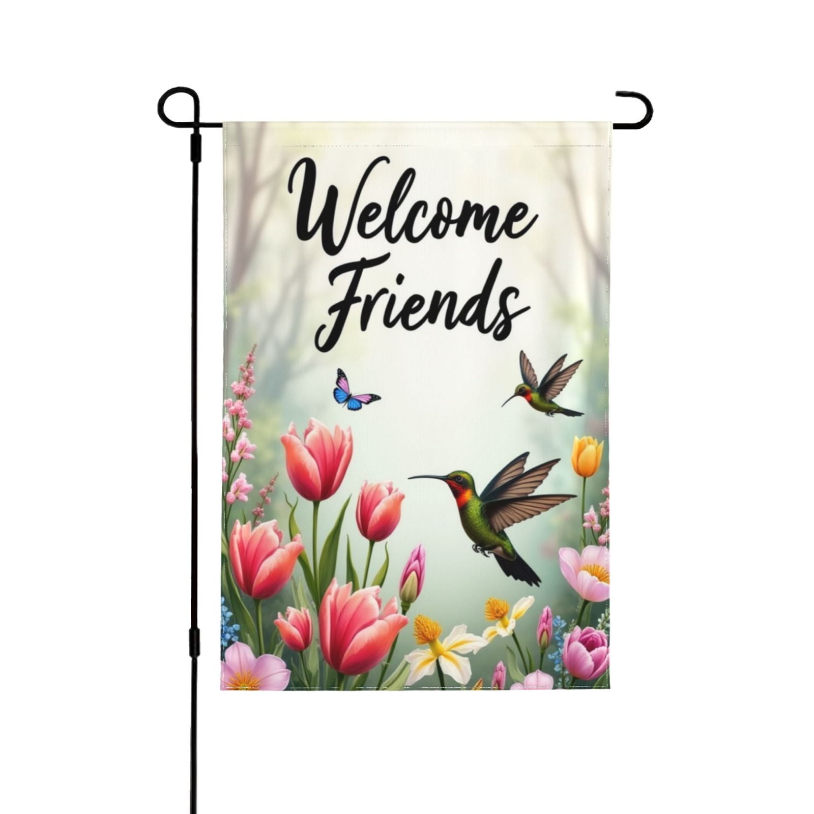 Spring Summer Hummingbirds Garden Flag Welcome For Hummingbirds Welcome ...