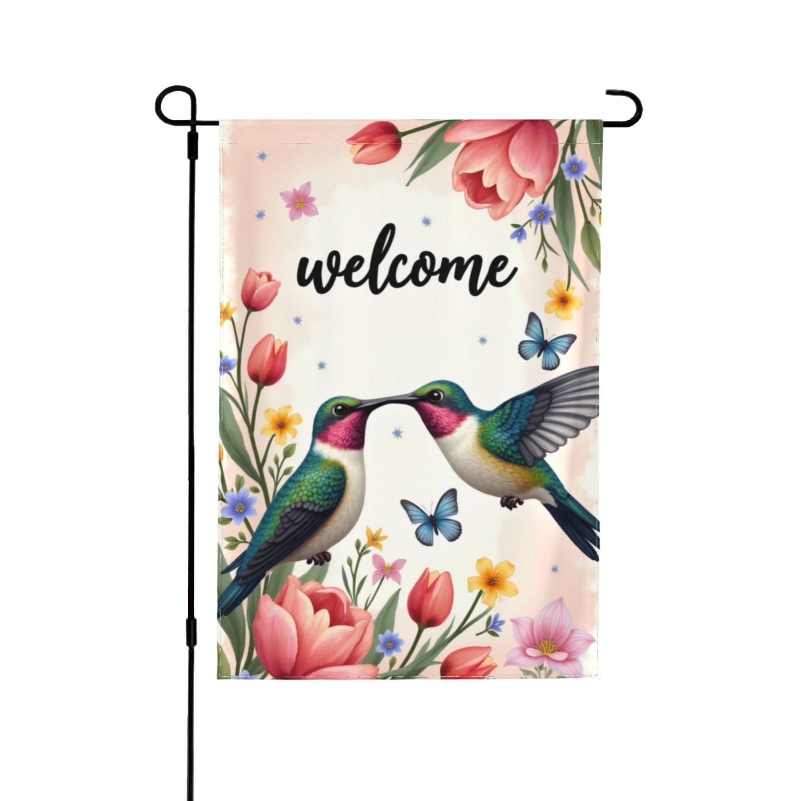 Spring Summer Hummingbirds Garden Flag Welcome For Outside Hummingbirds ...