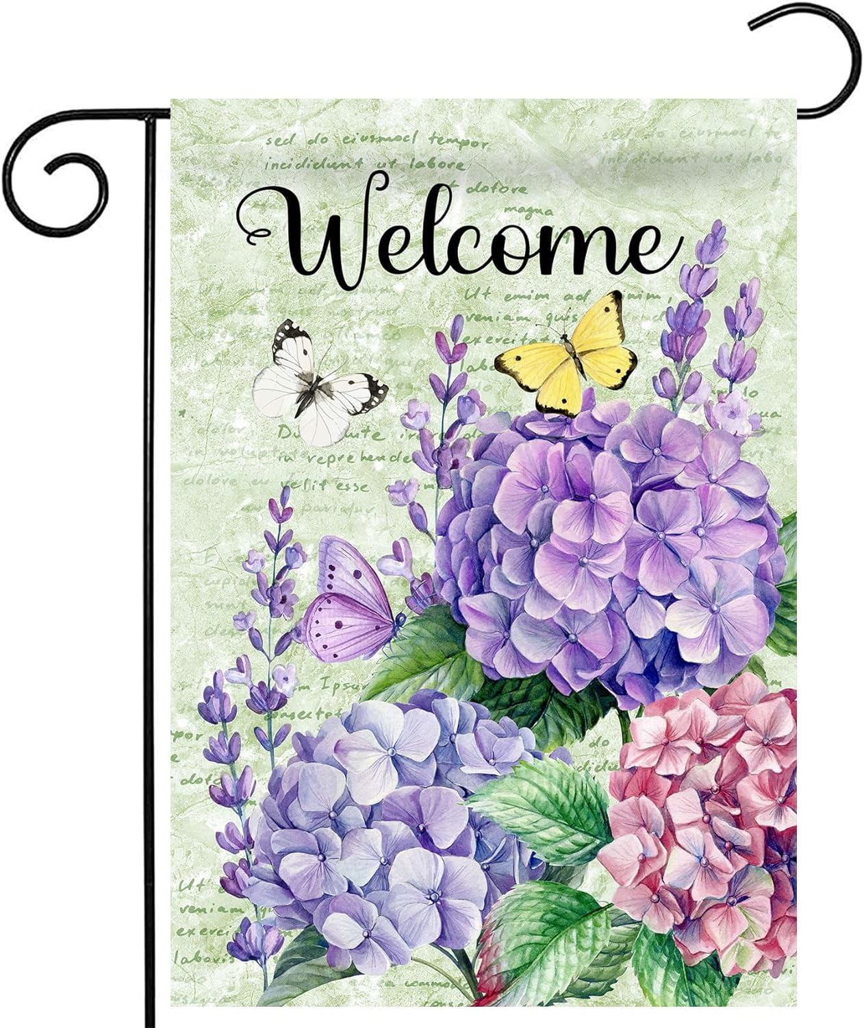 Spring Summer Hydrangea Garden Flag Double Sided Butterfly Purple Blue ...