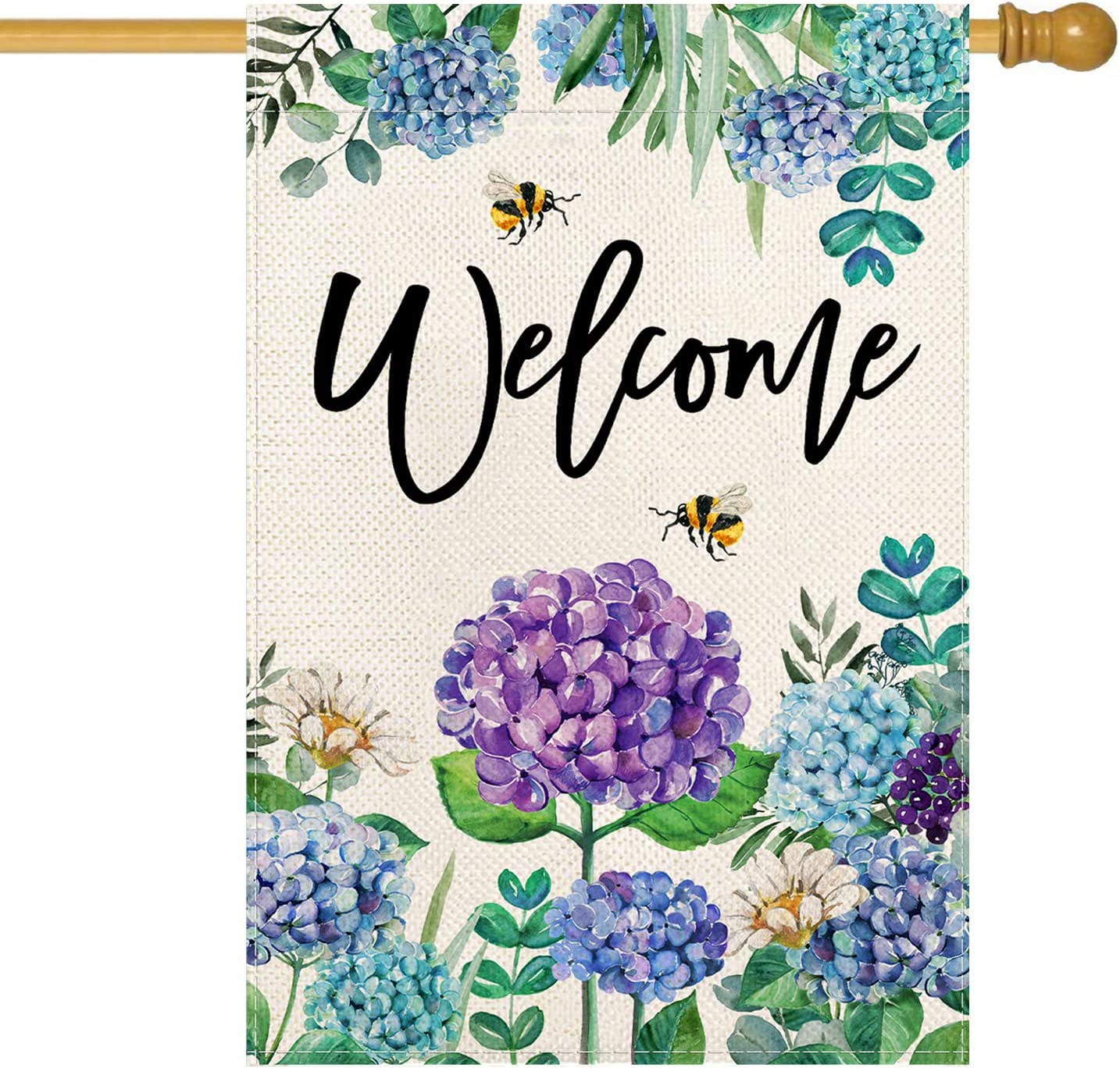 Spring Summer Hydrangea House Flag Double Sided 28x40 Inch, Purple Blue ...