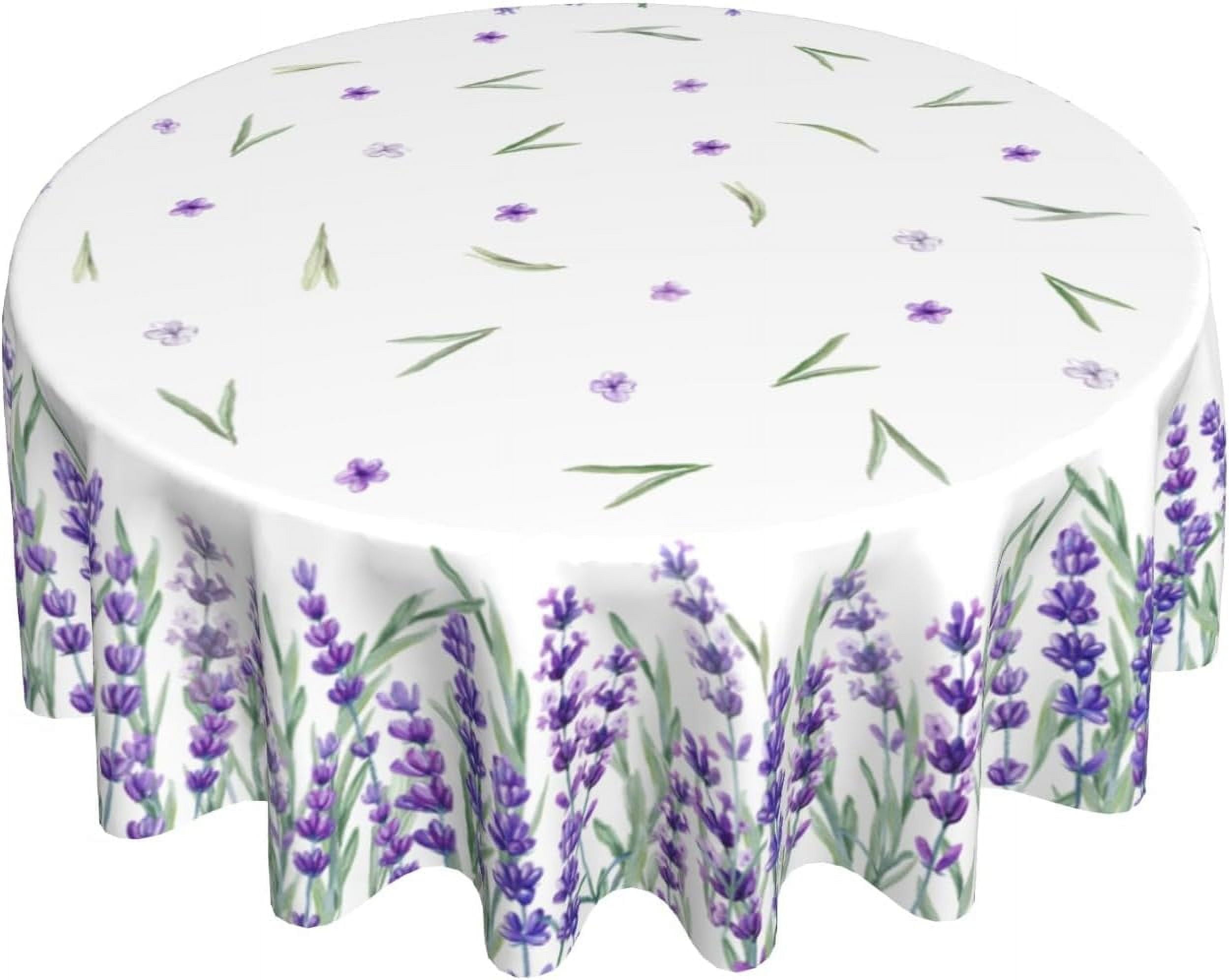 Spring Summer Lavender Round Tablecloth 60x60 Inch Watercolor Purple ...