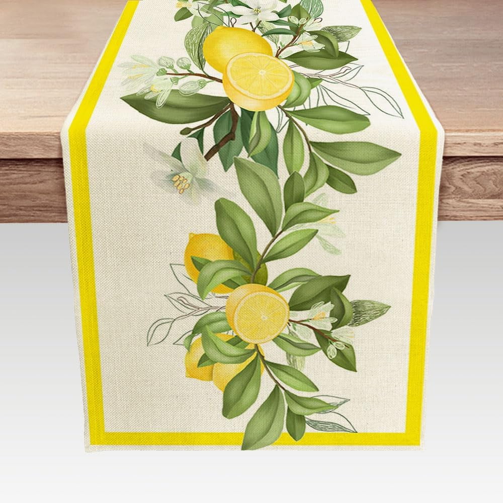 Spring Summer Lemon Table Runner, Fruits Kitchen Dining Table ...