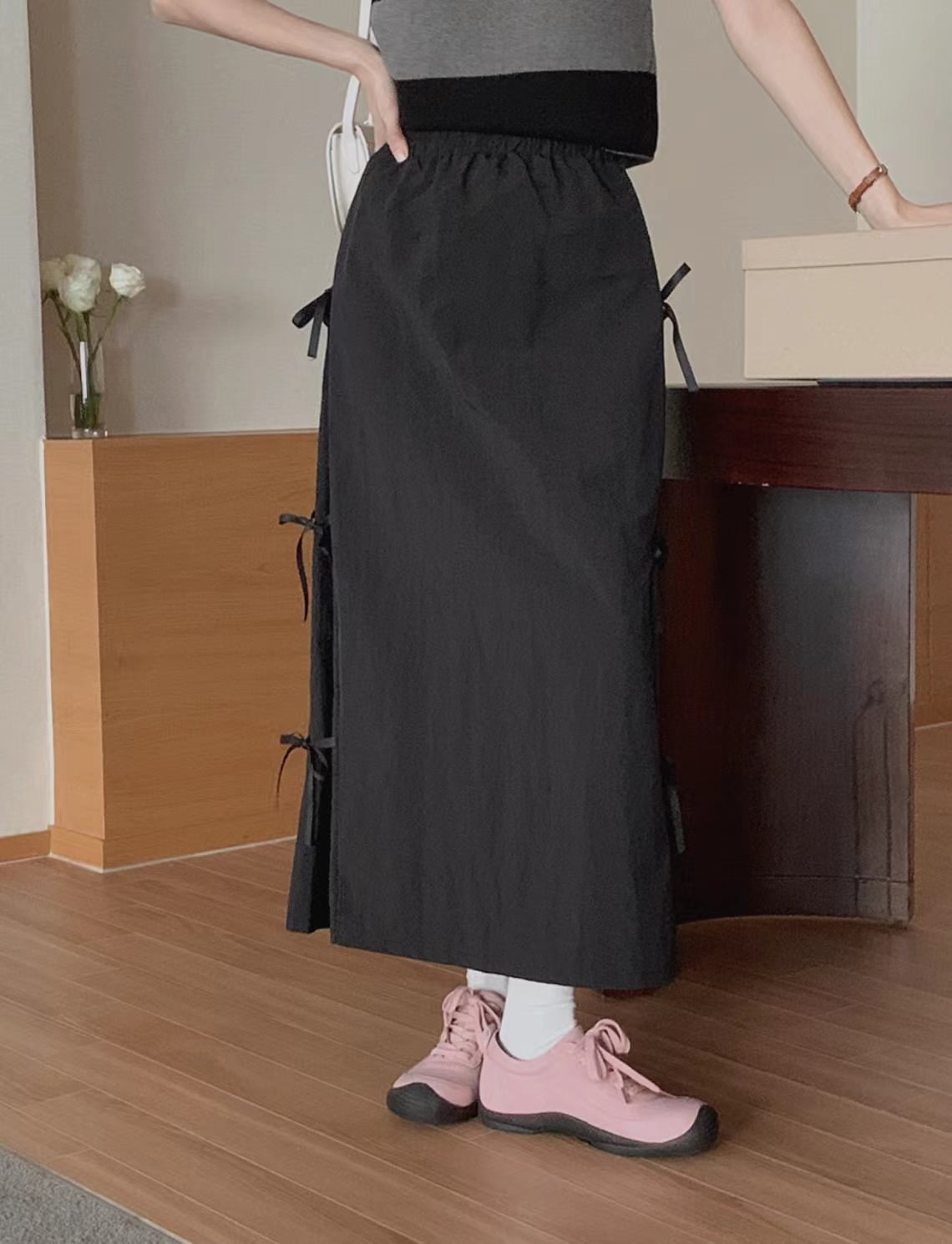 Spring Summer Long Skirts Women Split Fashion Bow Ladies Skirts Elastic ...