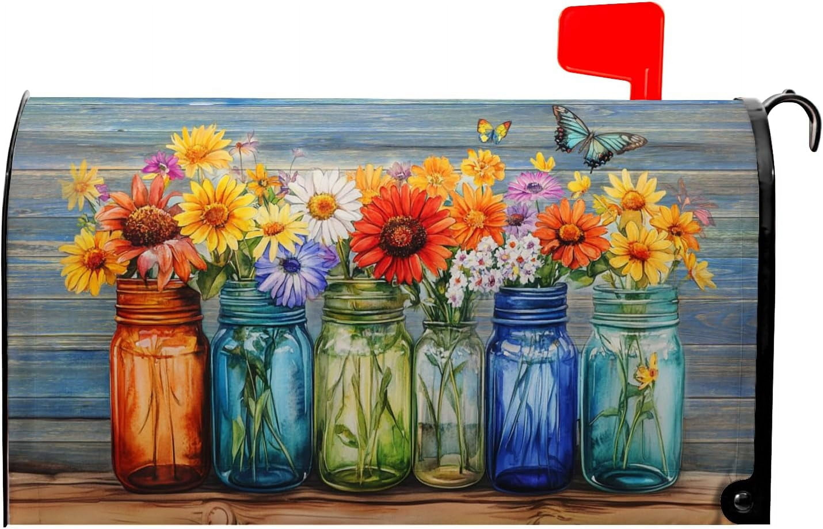 Spring Summer Mailbox Cover Magnetic Welcome Floral Flowers Post Letter ...