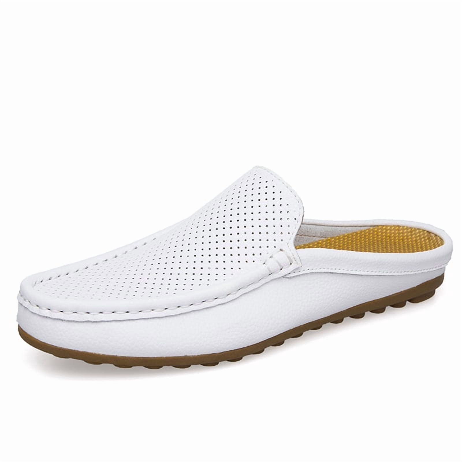 Spring Summer Men's Casual Hollow Loafers Slip On Leather Shoes Male ...