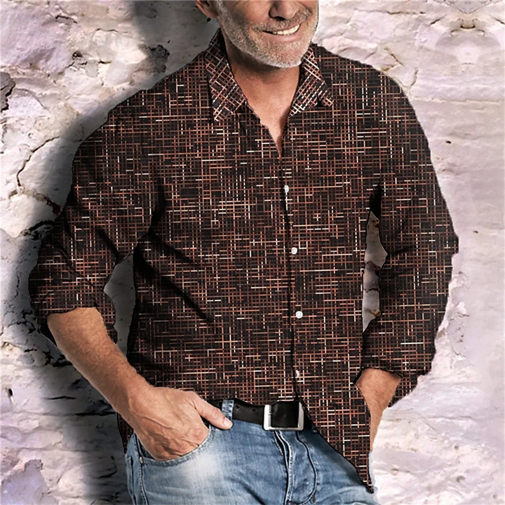 Spring/Summer Men's Checkered Line Blue Grey Coffee Casual Outdoor ...