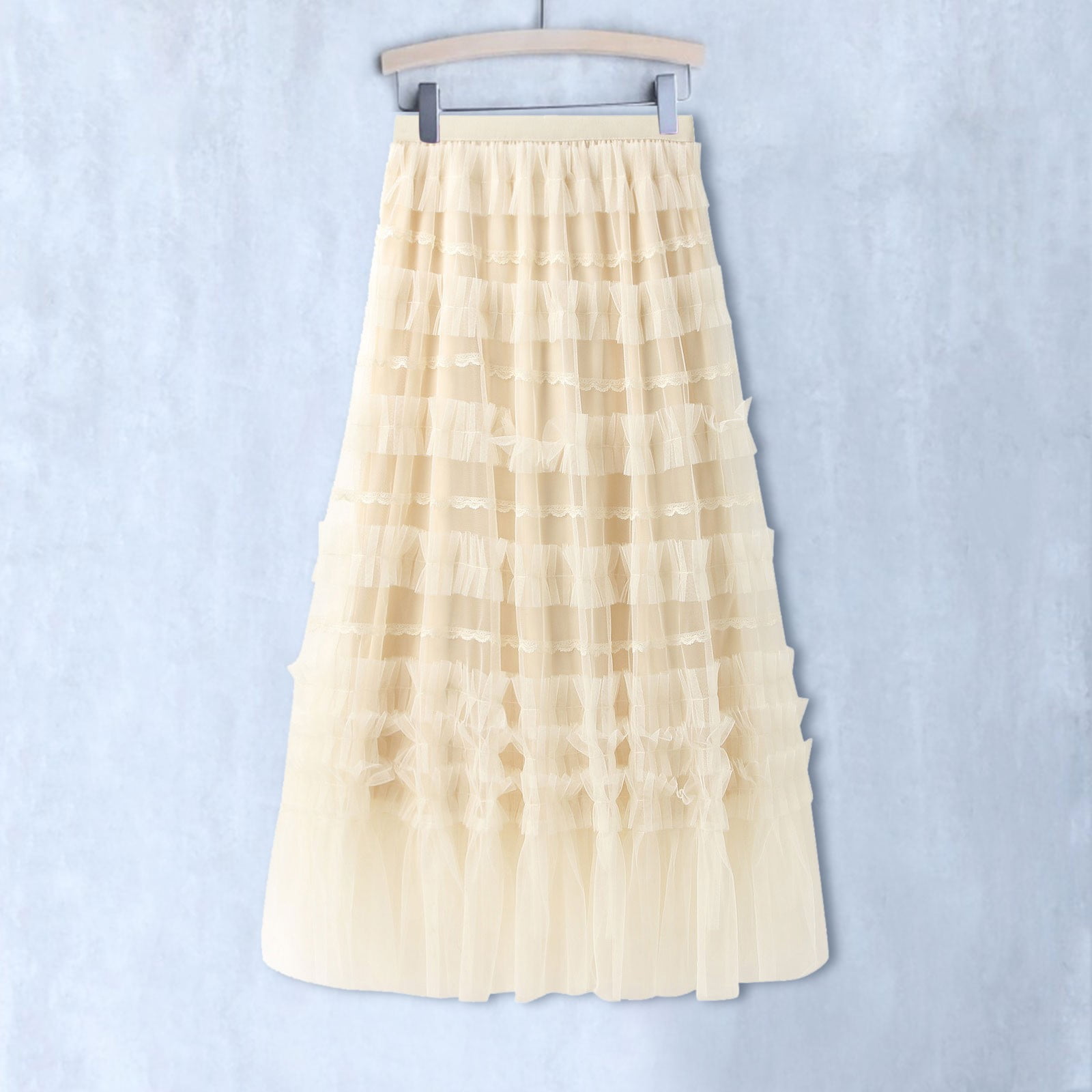 Spring And Summer Mesh Skirt New Skirt Women's High Waist Solid Color ...